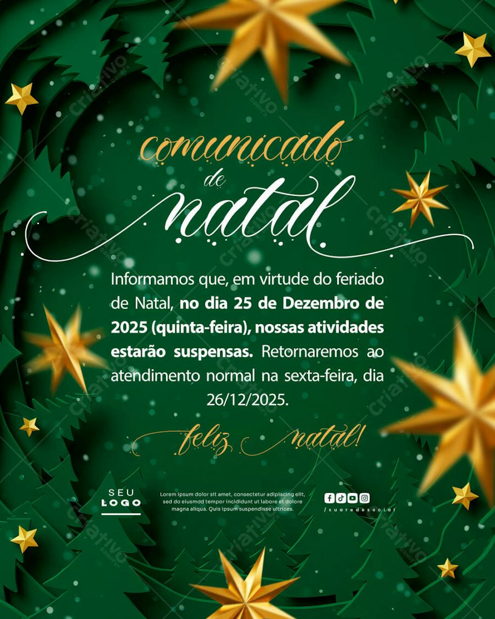 Comunicado de Natal PSD Editável | PSD Premium [download]