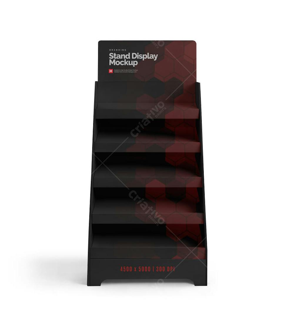 Realistic Black and Red Counter Display Mockup | Mockup Premium [download]