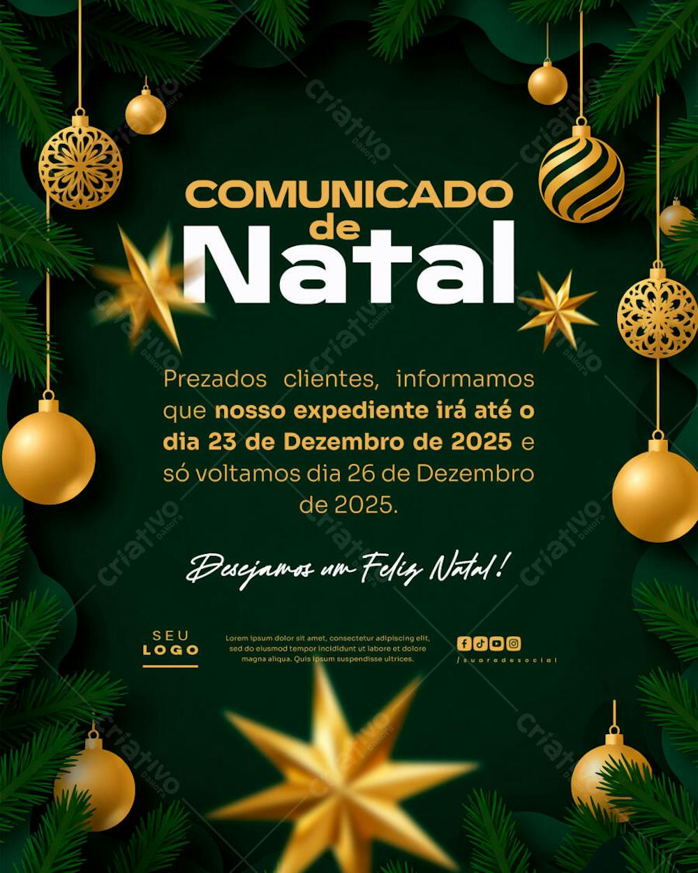 Comunicado de Natal PSD Editável | PSD Premium [download]