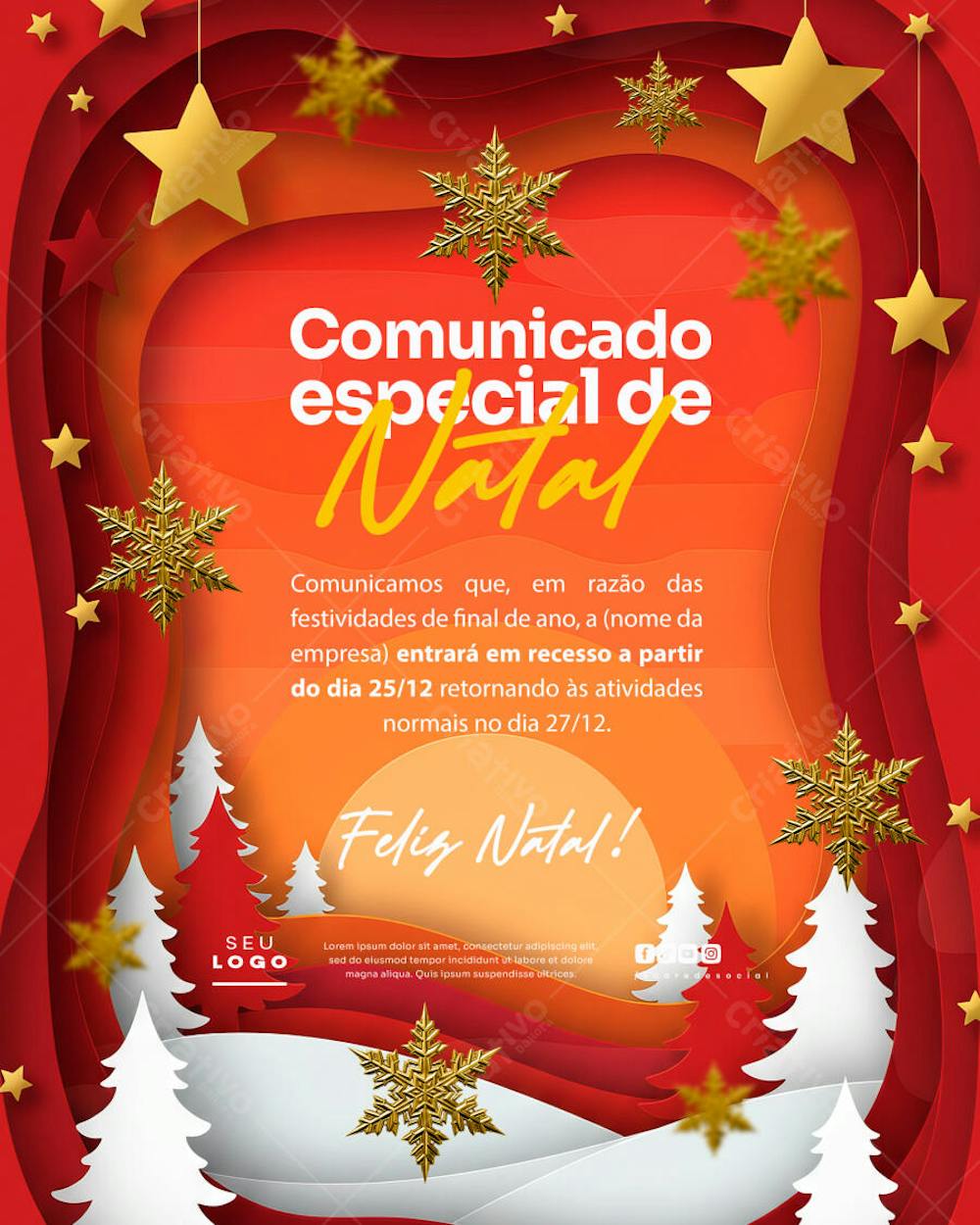 Comunicado de Natal PSD Editável | PSD Premium [download]
