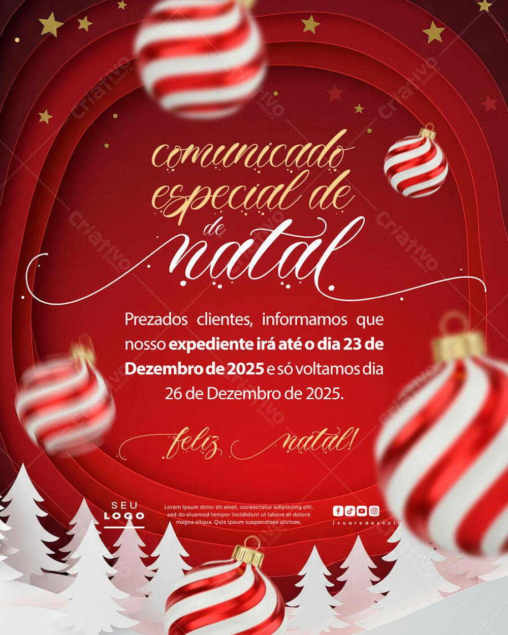 Comunicado Natalino PSD Editável | PSD Premium [download]