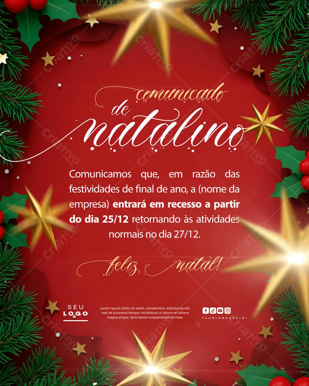 Comunicado de Natal PSD Editável | PSD Premium [download]
