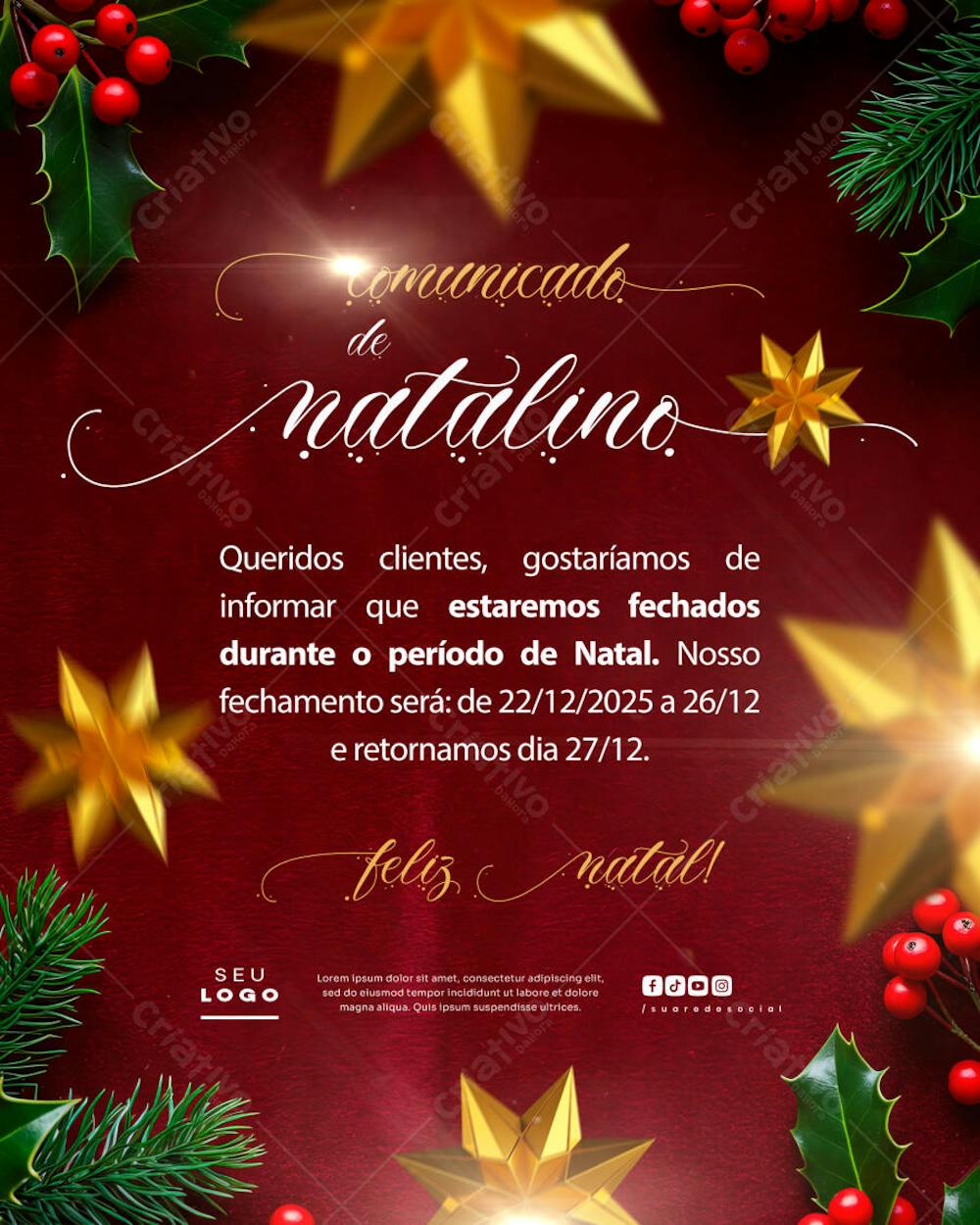 Comunicado de Natal PSD Editável | PSD Premium [download]