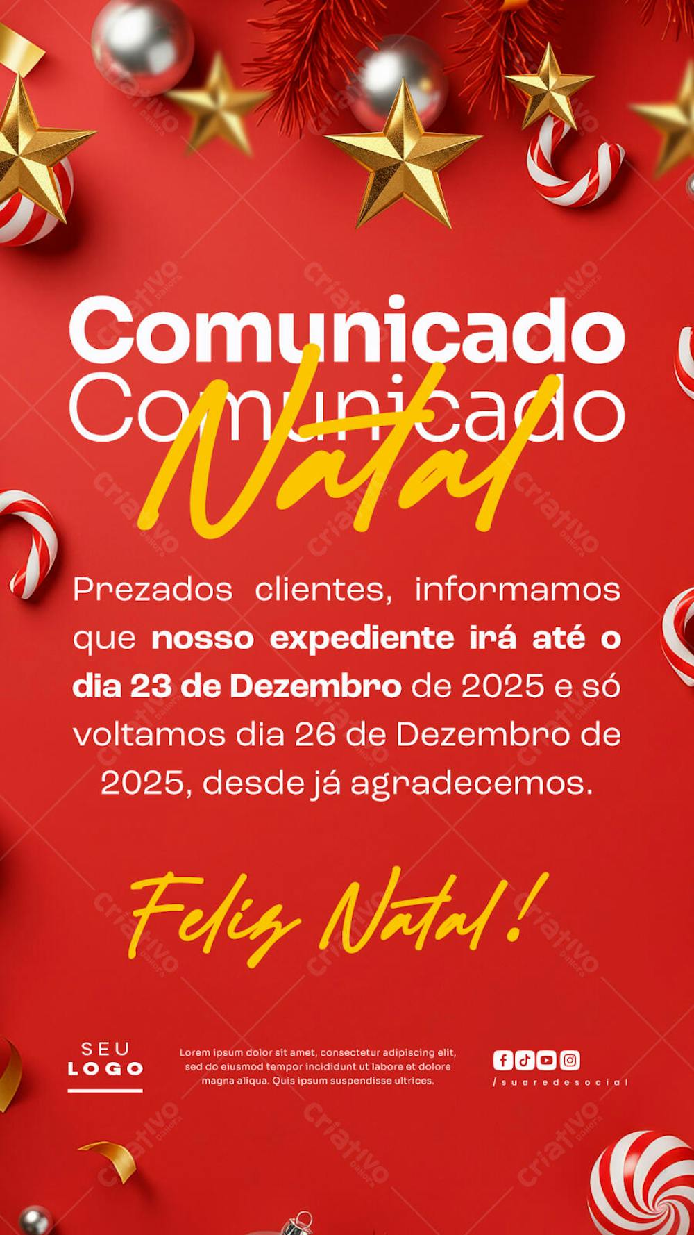 Comunicado Natalino PSD Editável | PSD Premium [download]