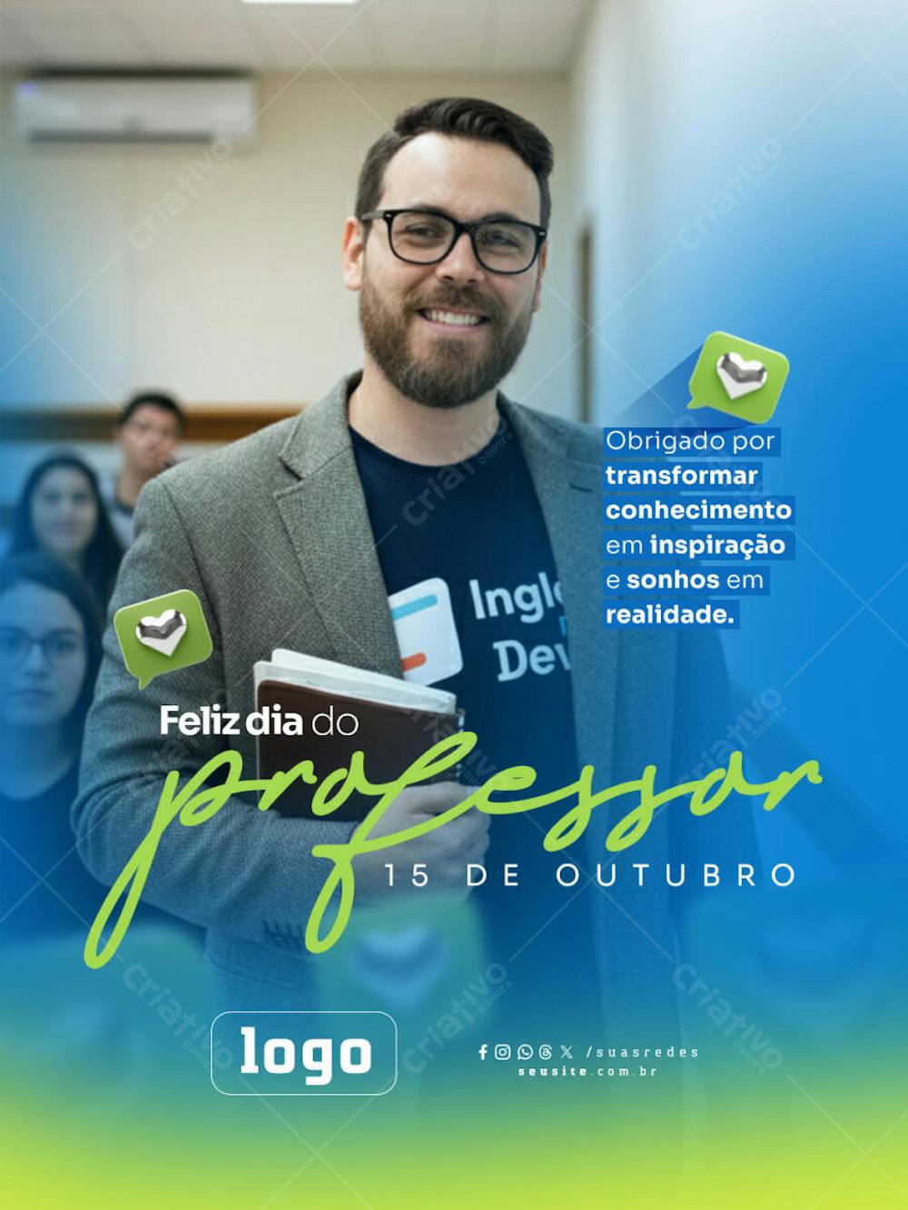 Flyer Dia do Professor 15 de Outubro PSD Editável | PSD Premium [download]