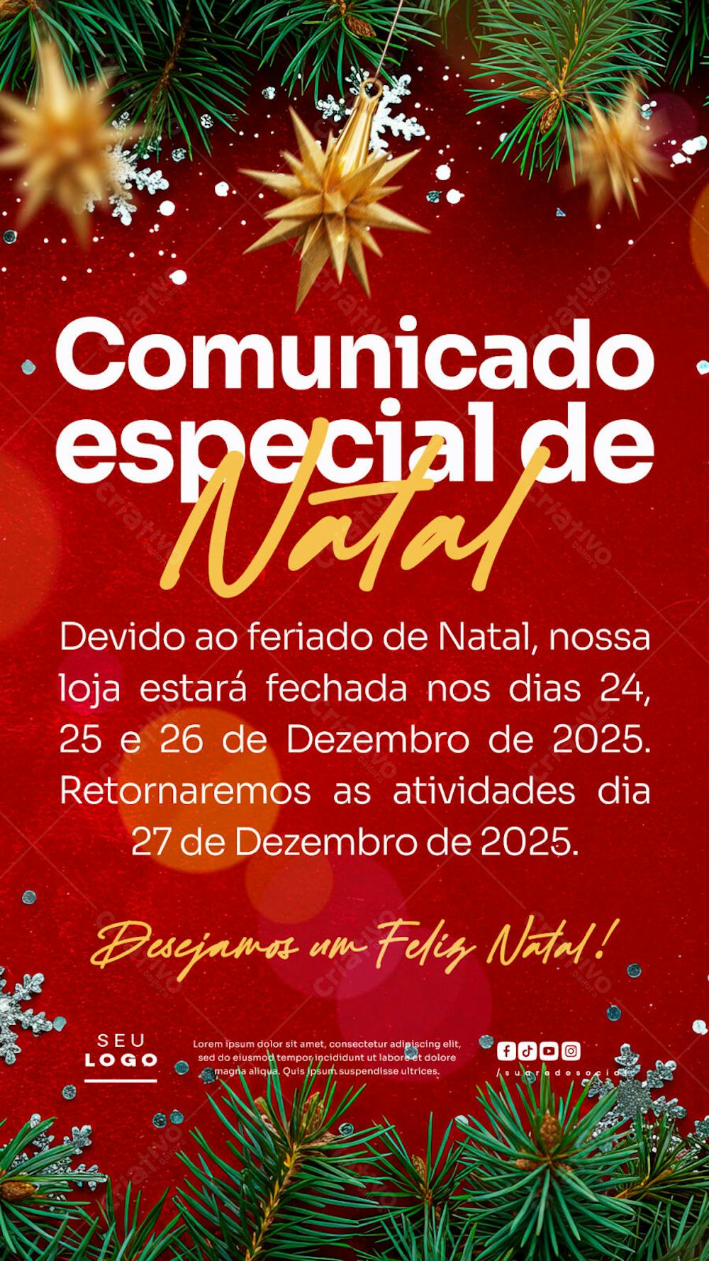 Flyer para Comunicado de Natal PSD Editável | PSD Premium [download]