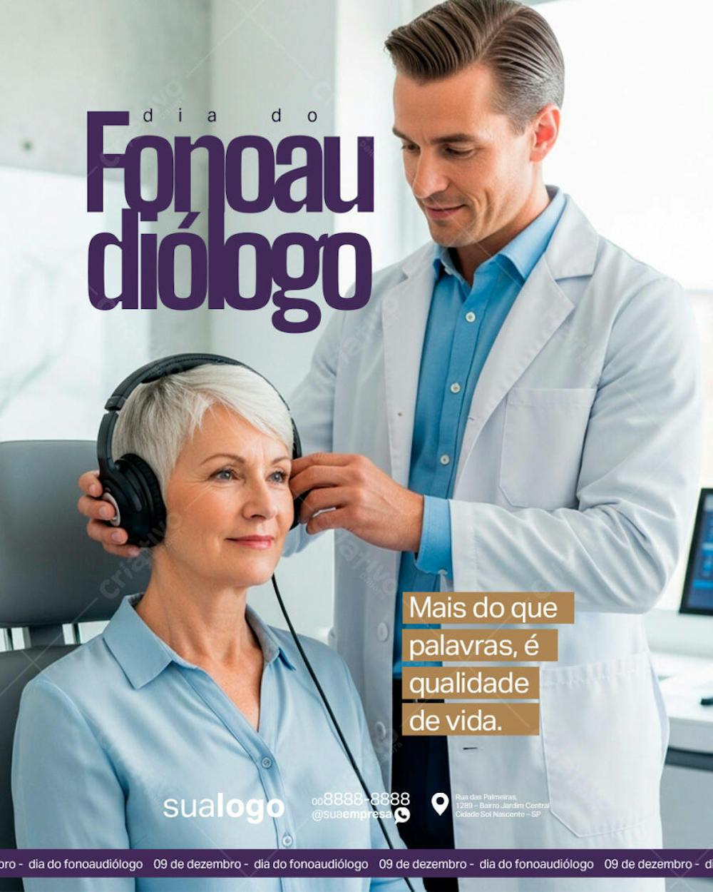 Editable PSD Flyer for Audiologist Day with Male Professional and ...