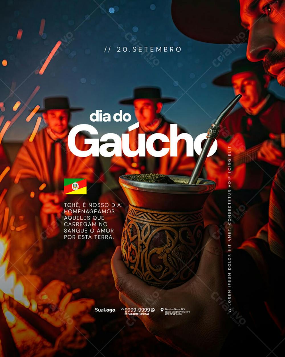 Flyer Dia do Gaúcho 20 de Setembro PSD Editável | PSD Premium [download]