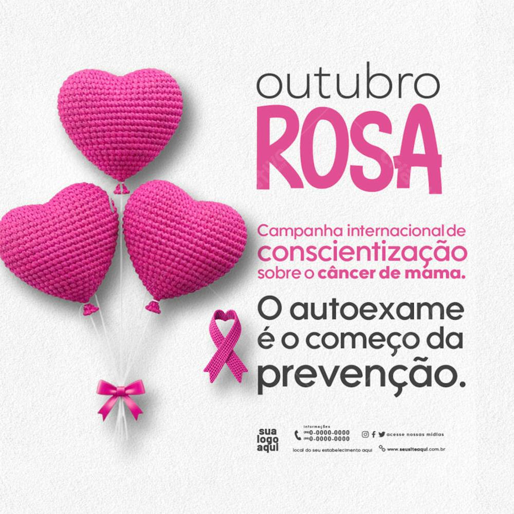 Flyer Outubro Rosa Coração Crochê Prevenção Câncer PSD Editável | PSD ...