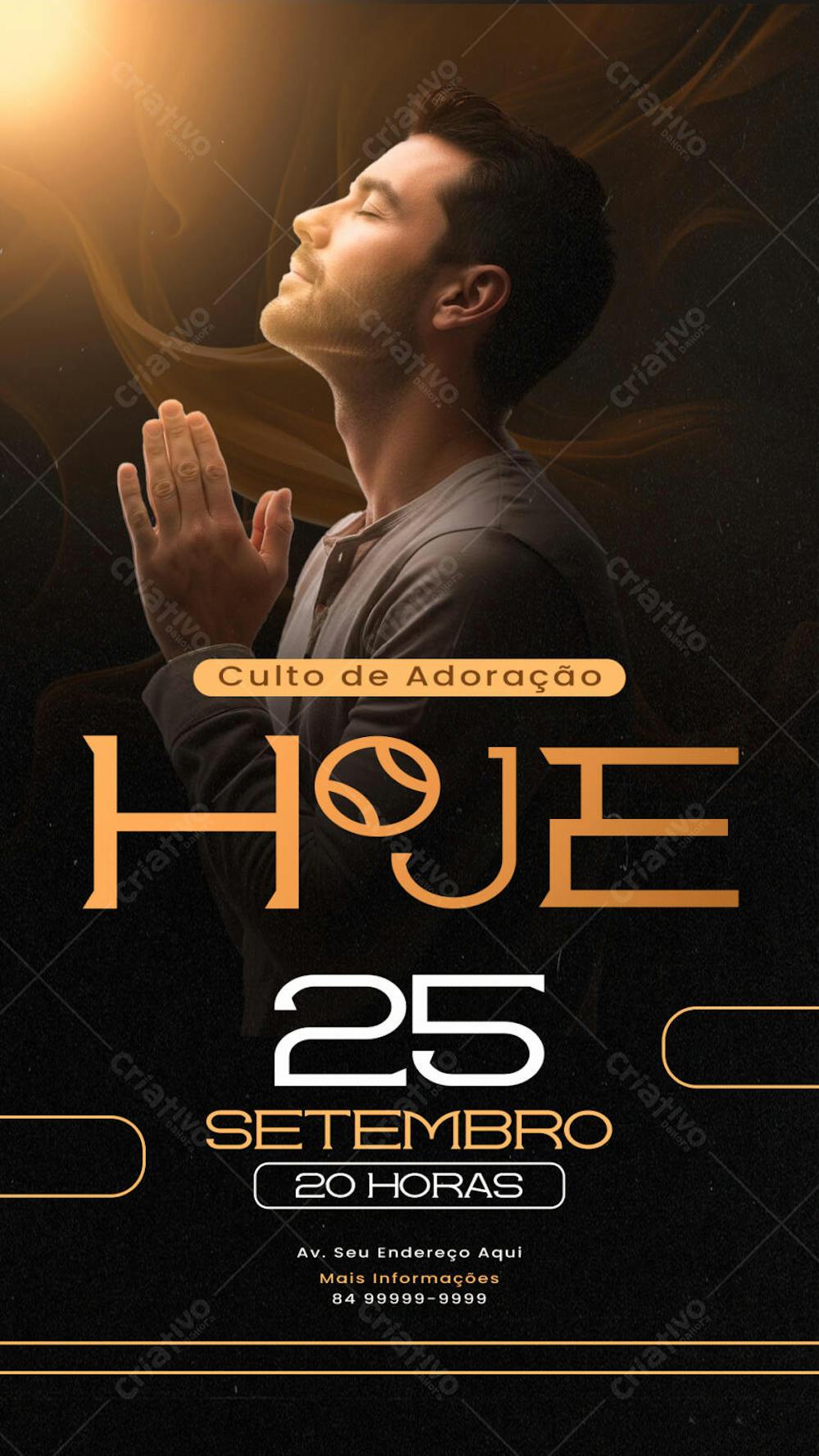 Flyer Vertical para Culto de Adoração PSD Editável | PSD Premium [download]
