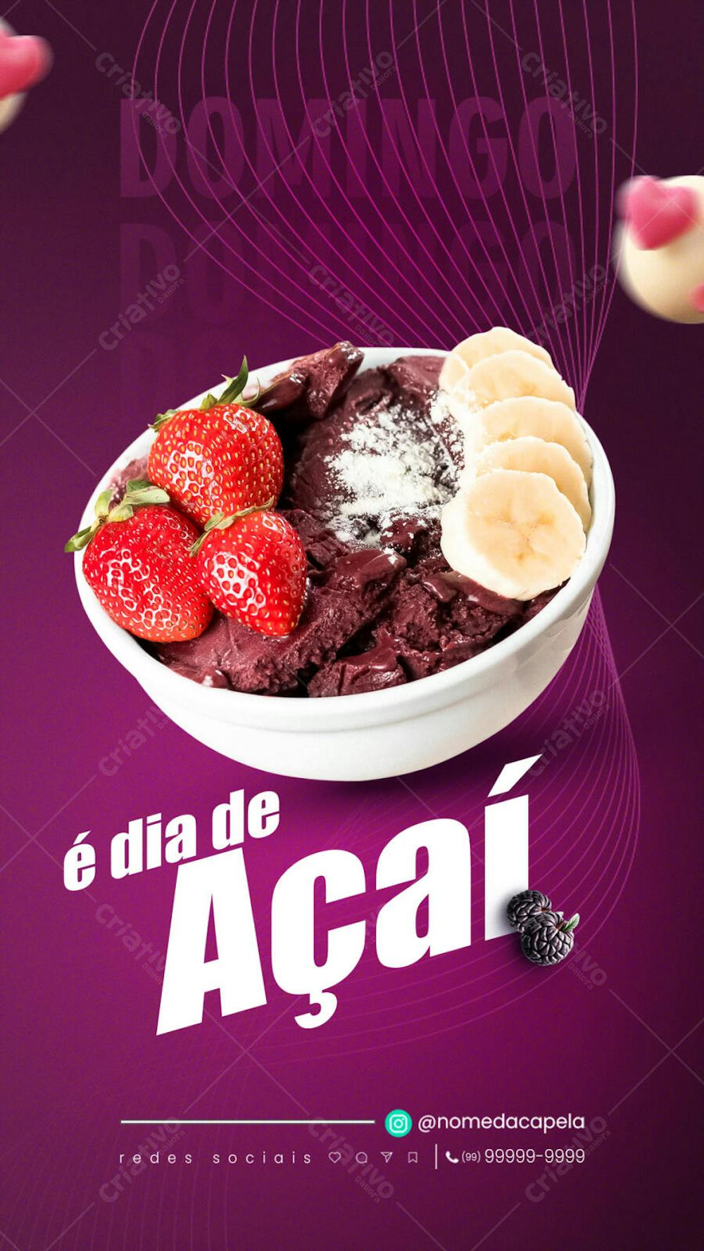 Flyer para Domingo de Açaí com Morango e Banana PSD Editável | PSD ...