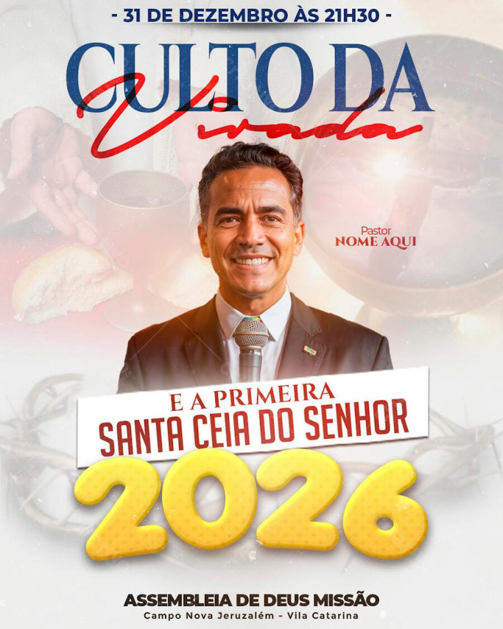 Editable PSD Flyer for New Year's Eve Service and Lord's Supper 2026 ...