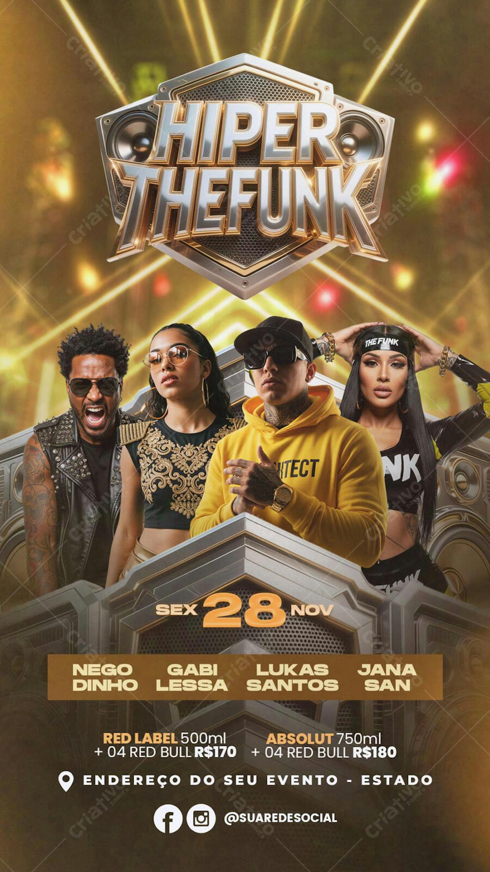 Flyer de Evento de Funk Hiper The Funk com Artistas PSD Editável | PSD ...