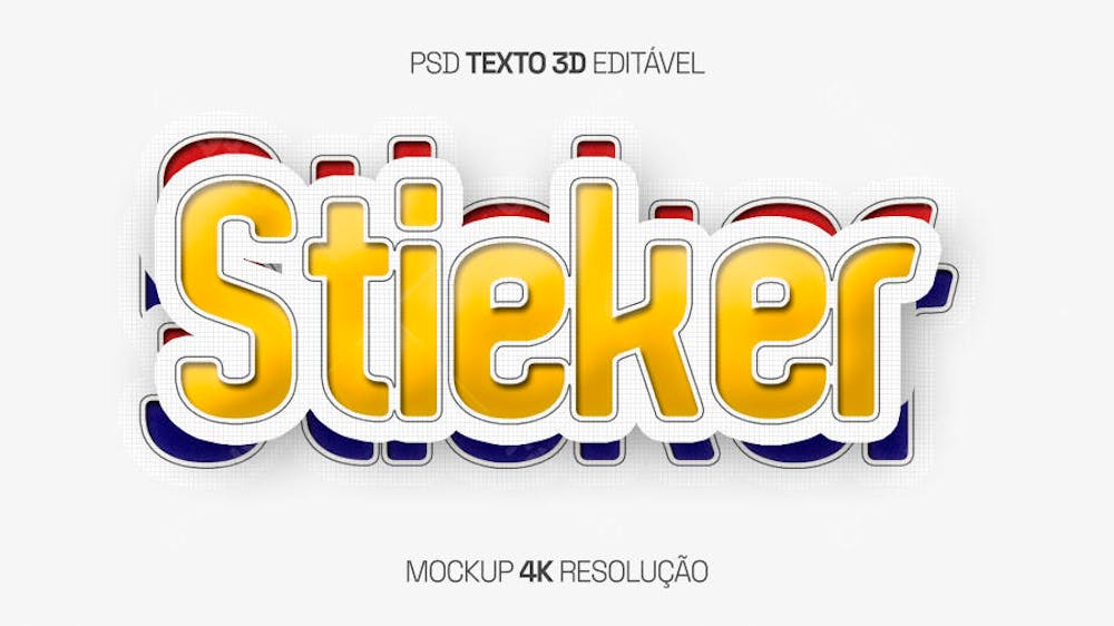 Sticker Texto 3D para Design Criativo PSD Editável | PSD Premium [download]