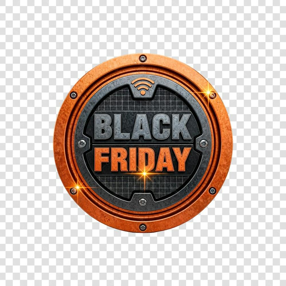 Selo de Black Friday metálico 3D laranja e cinza PNG com fundo ...