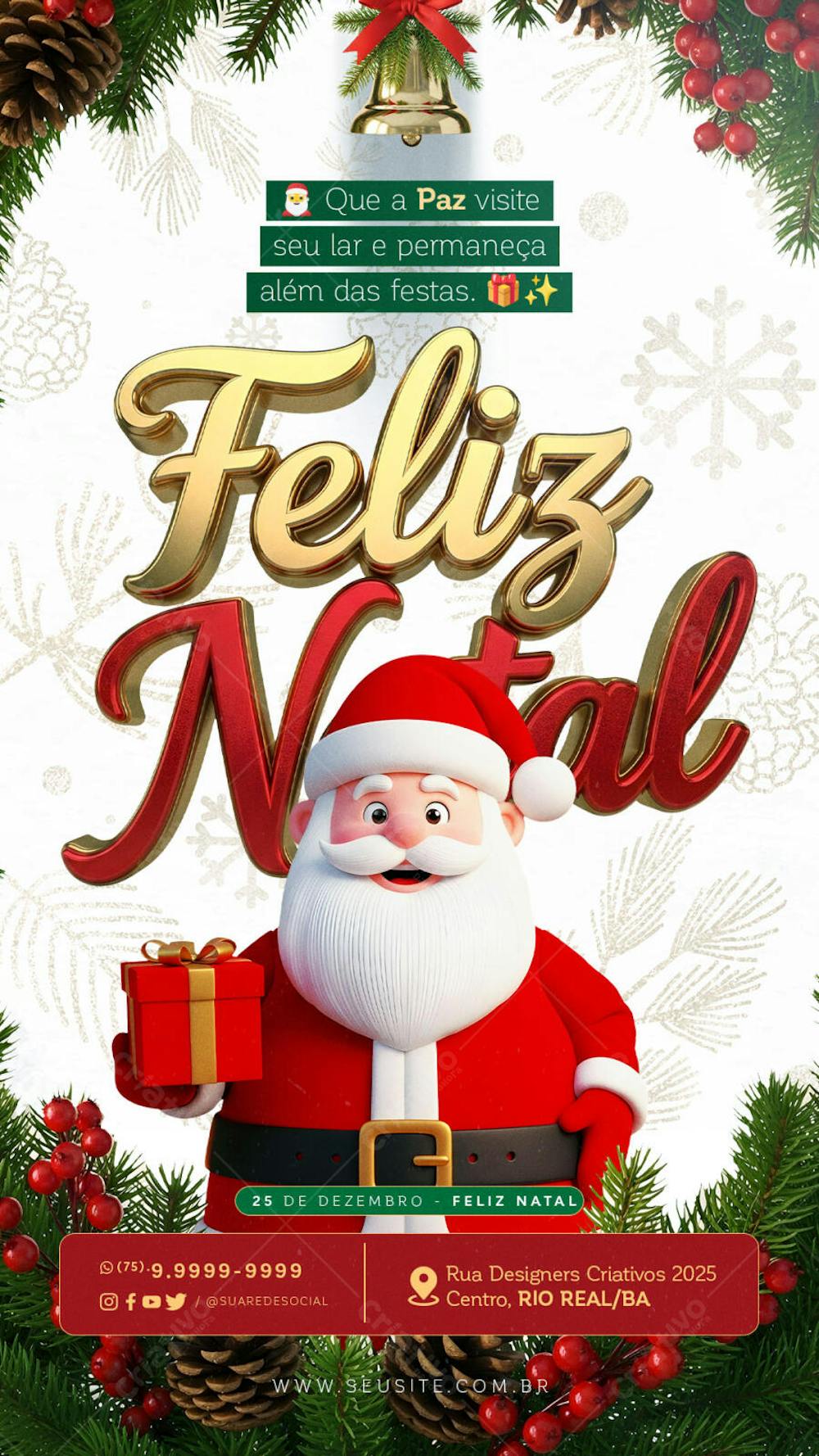 Flyer Feliz Natal Papai Noel Presente PSD Editável | PSD Premium [download]