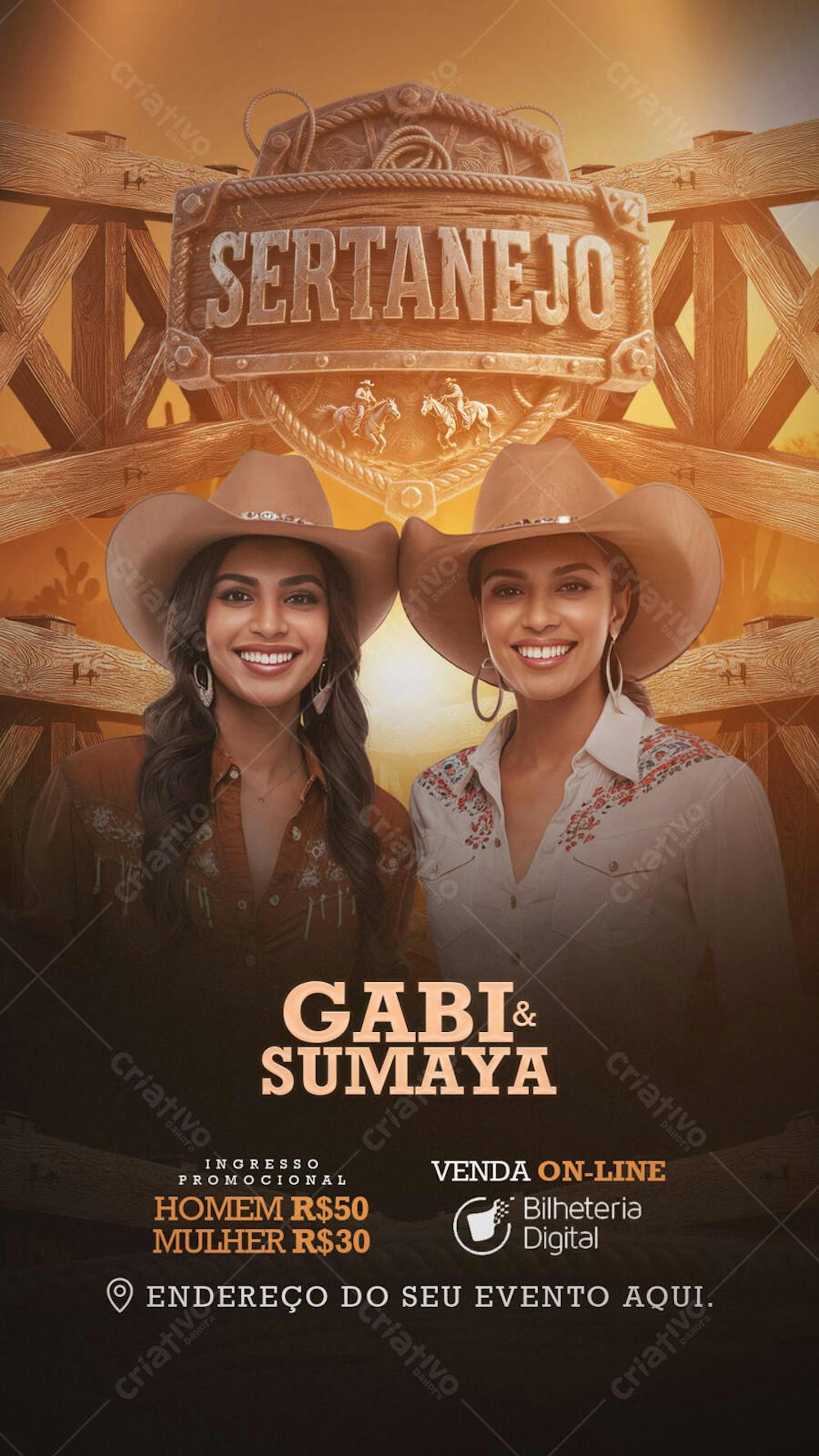 Editable PSD Flyer for Sertanejo Country Music Event Gabi & Sumaya ...