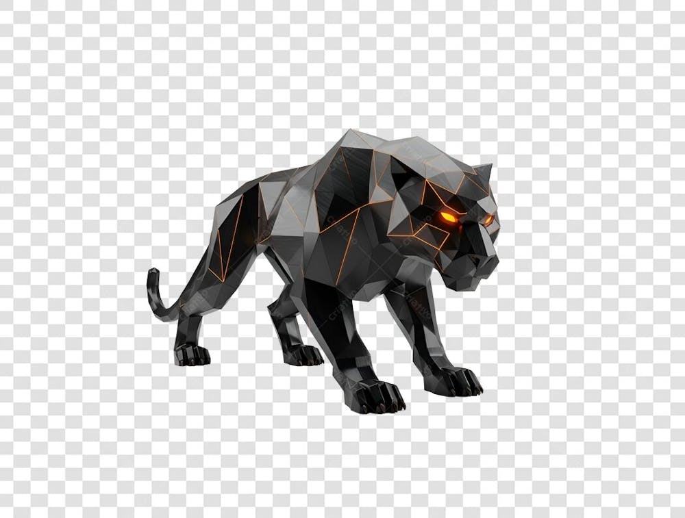 Mascote Digital Pantera Preta Geométrica Olhos Laranja PNG com fundo ...
