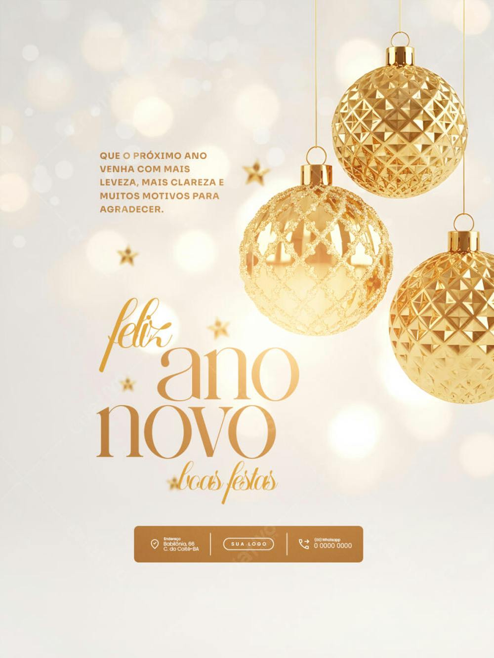 Post Social Media de Ano Novo Dourado Luxuoso PSD Editável | PSD Premium [download]