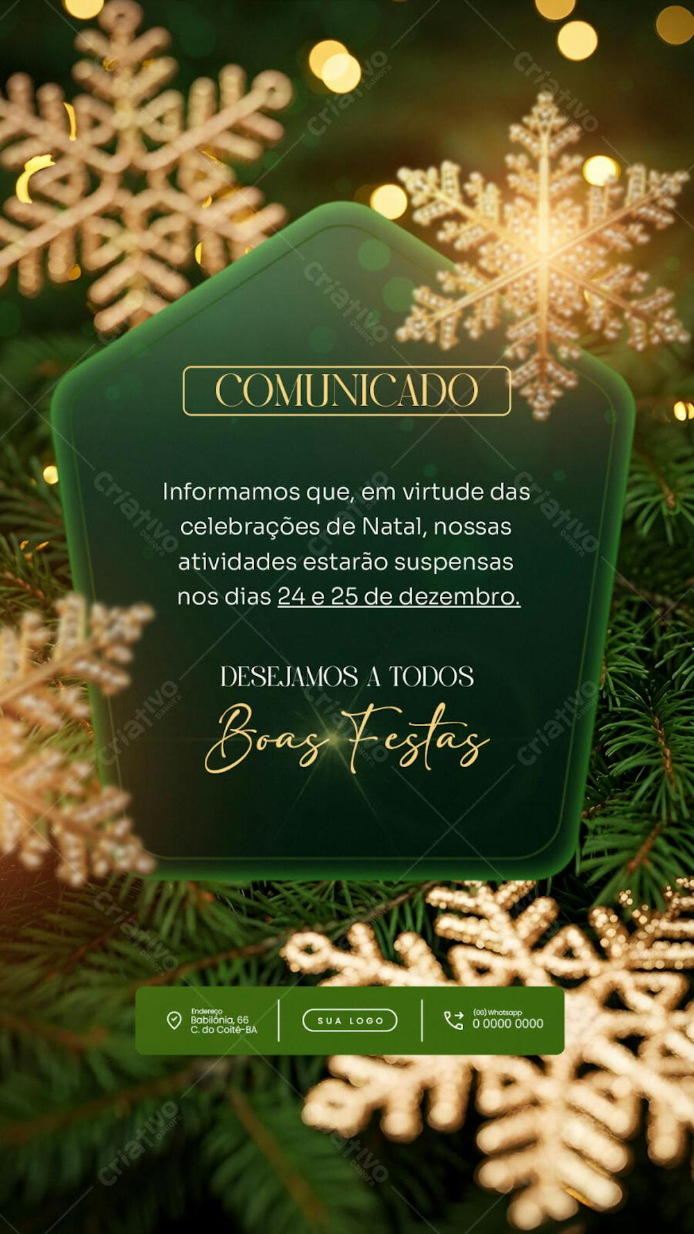 Comunicado Recesso Natalino para Lojas e Empresas PSD Editável | PSD Premium [download]