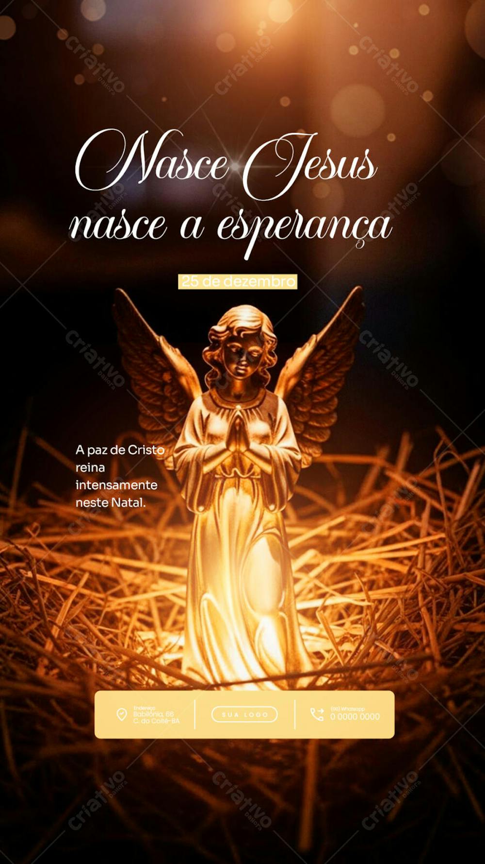 Flyer Natalino Nasce Jesus Anjo Dourado PSD Editável | PSD Premium [download]