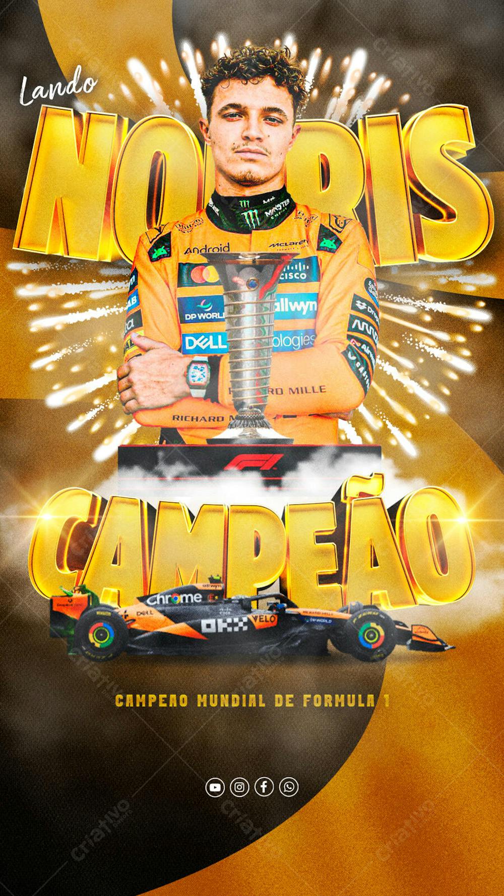 Flyer Lando Norris Campeão Mundial de Formula 1 PSD Editável | PSD ...
