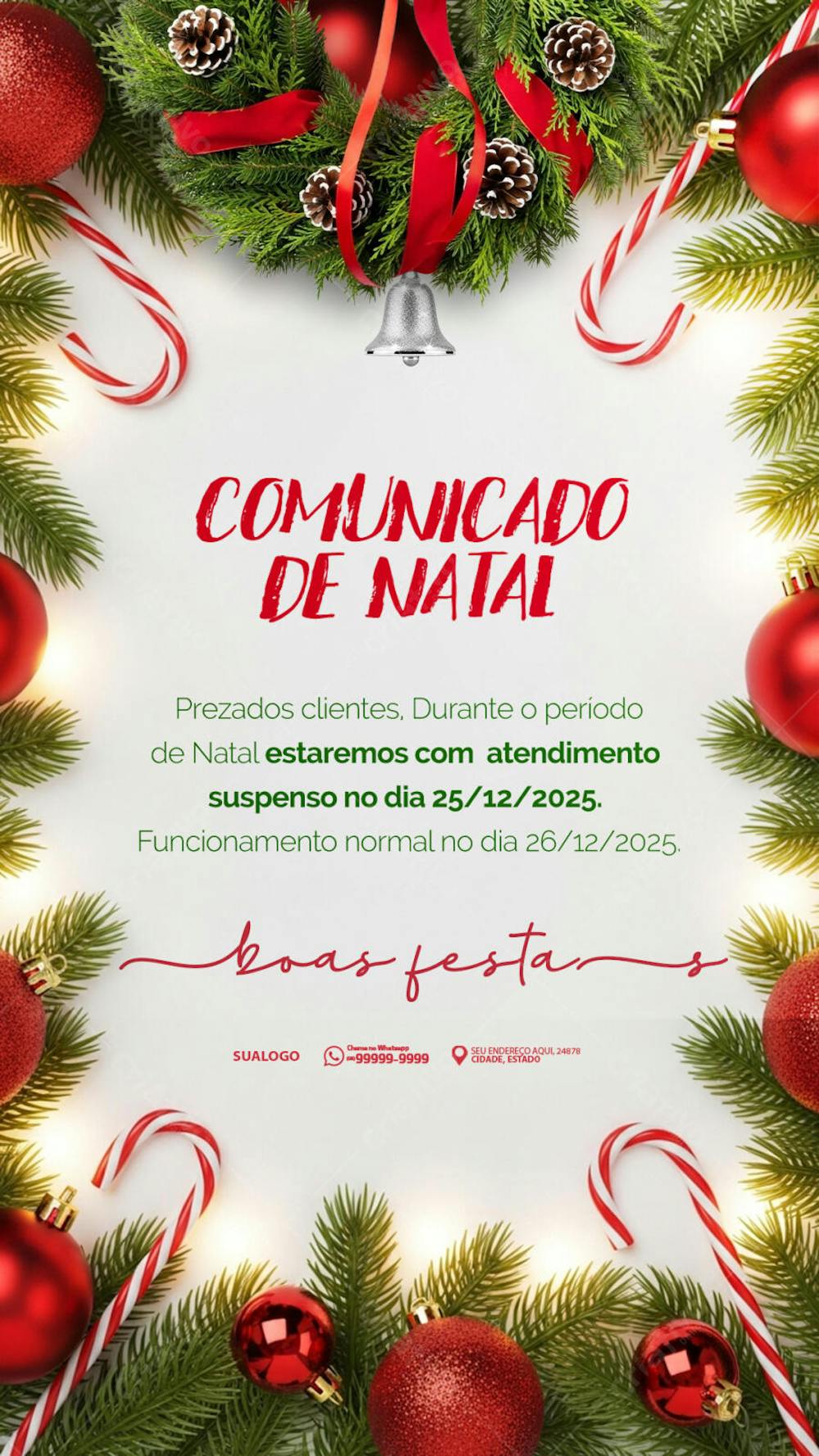 Comunicado de Natal para Redes Sociais PSD Editável | PSD Premium ...