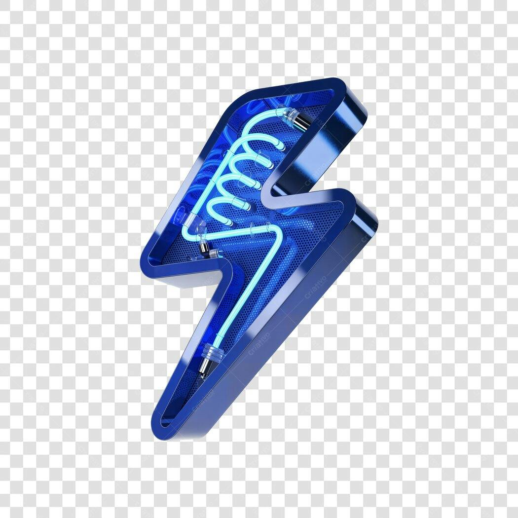 Elemento 3D Raio Neon Azul Elétrico PNG Fundo Transparente — Criativo ...