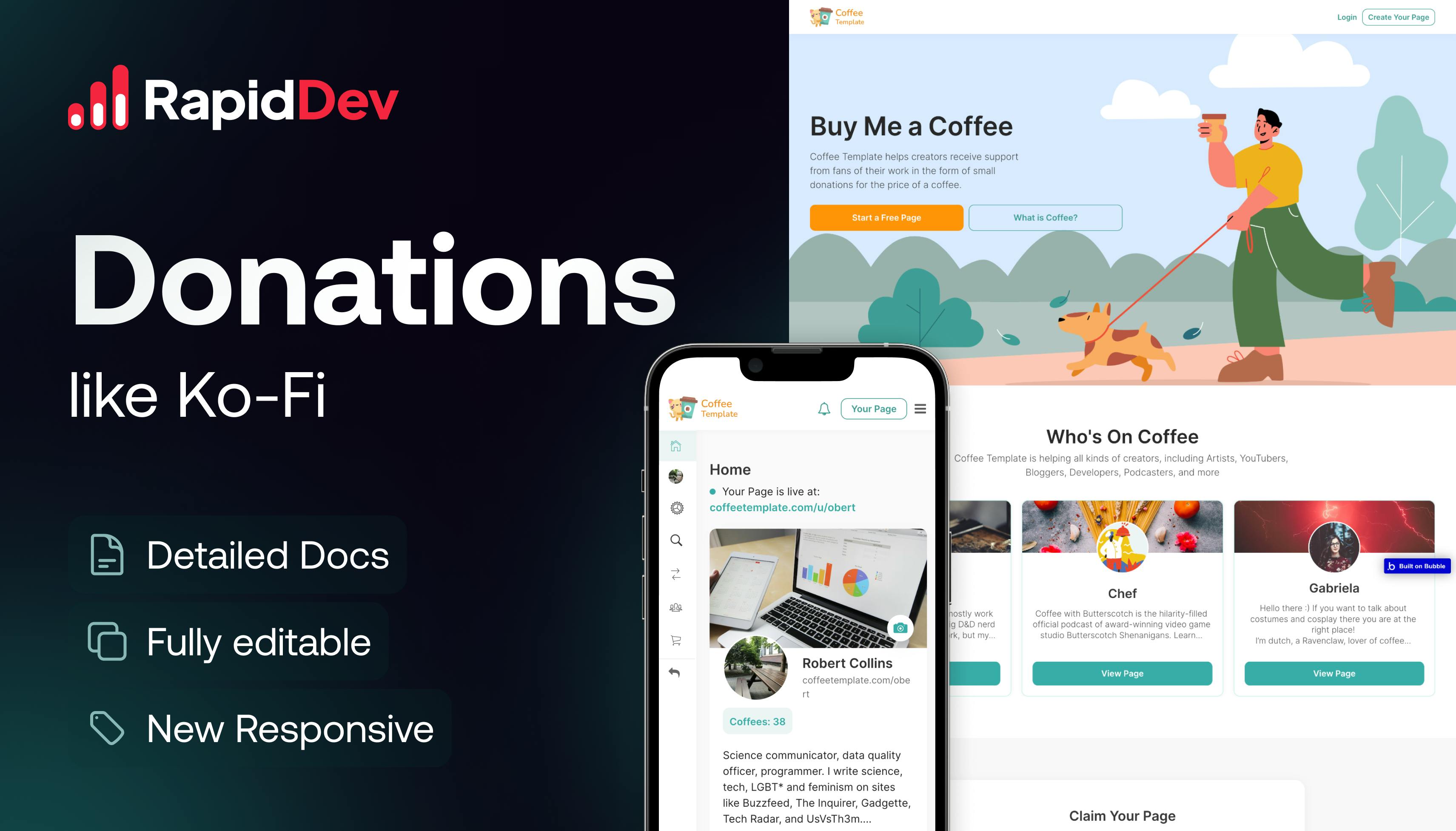 Ko-Fi - like Donations app Template | Bubble