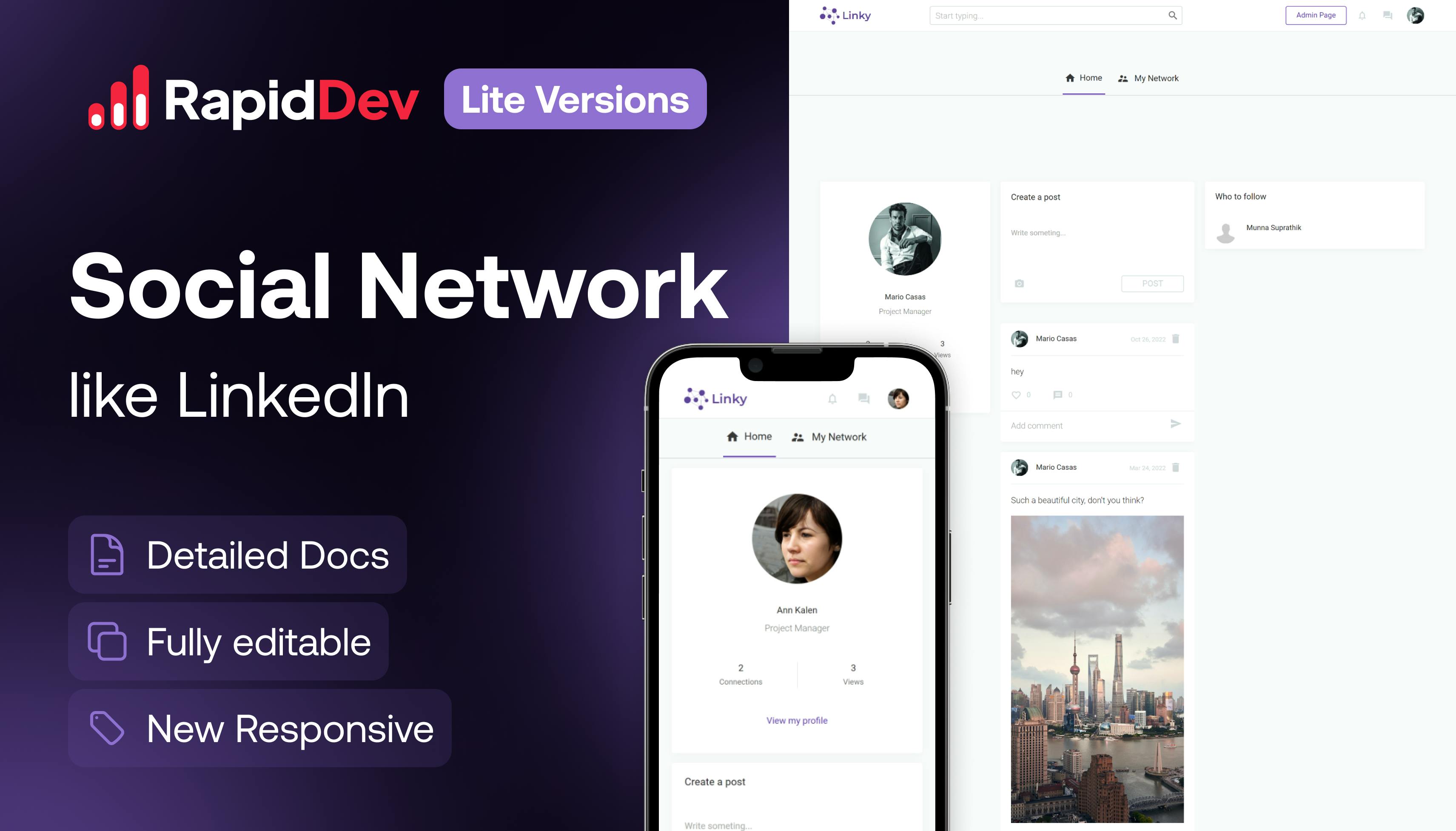 LinkedIn - like Network Lite Template | Bubble