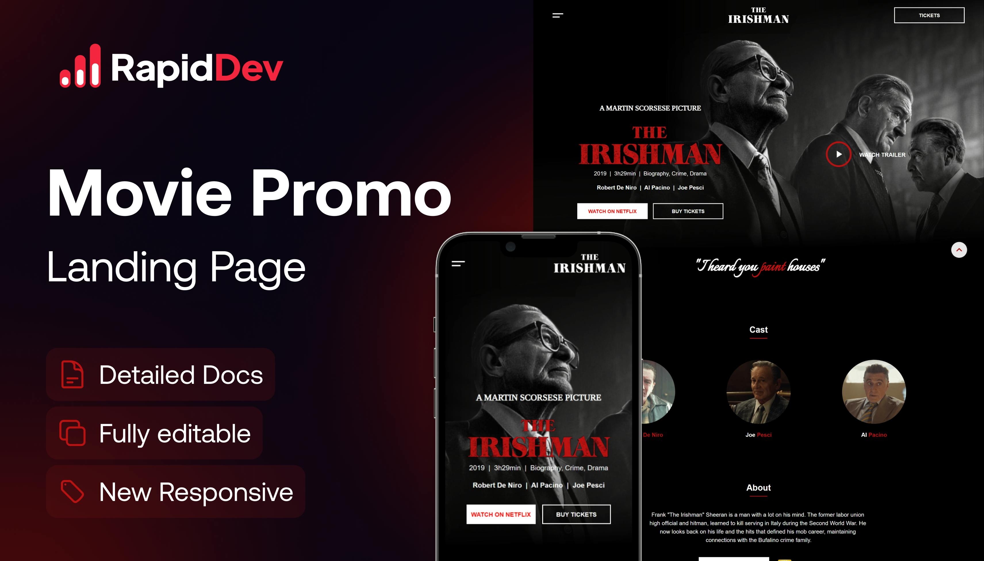 Movie Promo Landing Page Template | Bubble