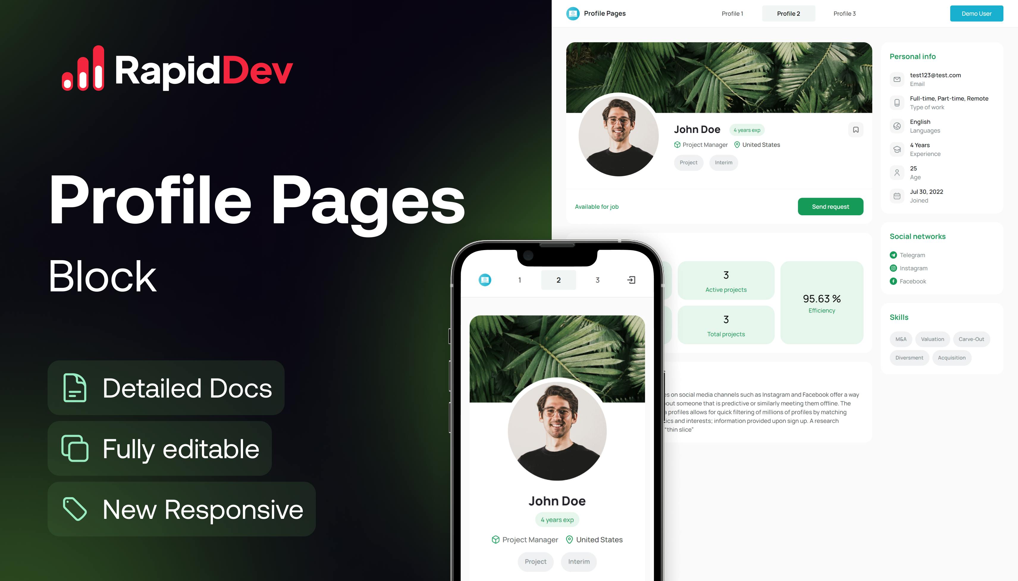 Profile Page Block Template | Bubble