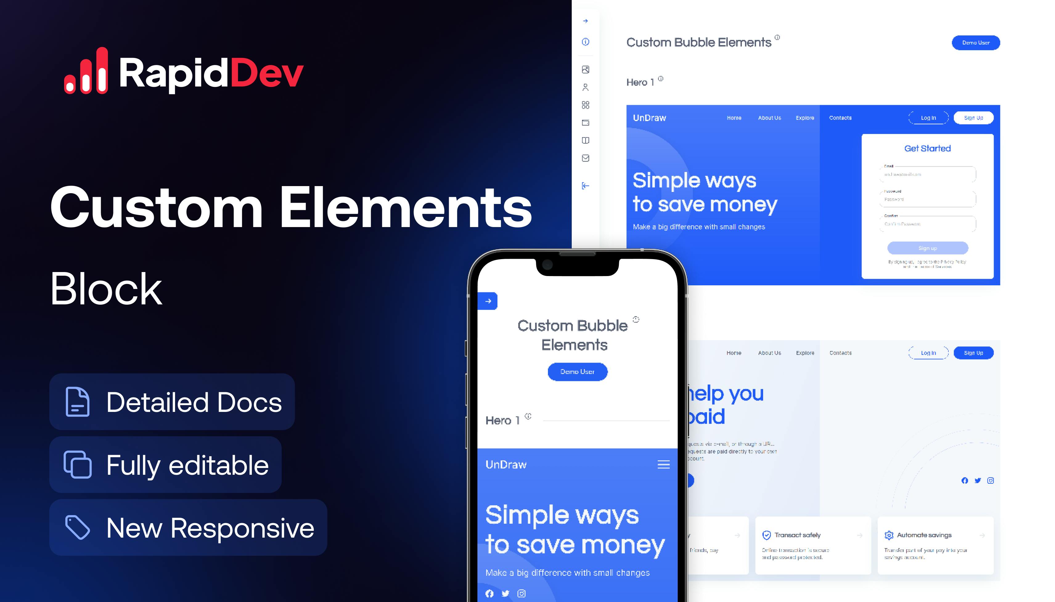 Custom Elements Block Template | Bubble