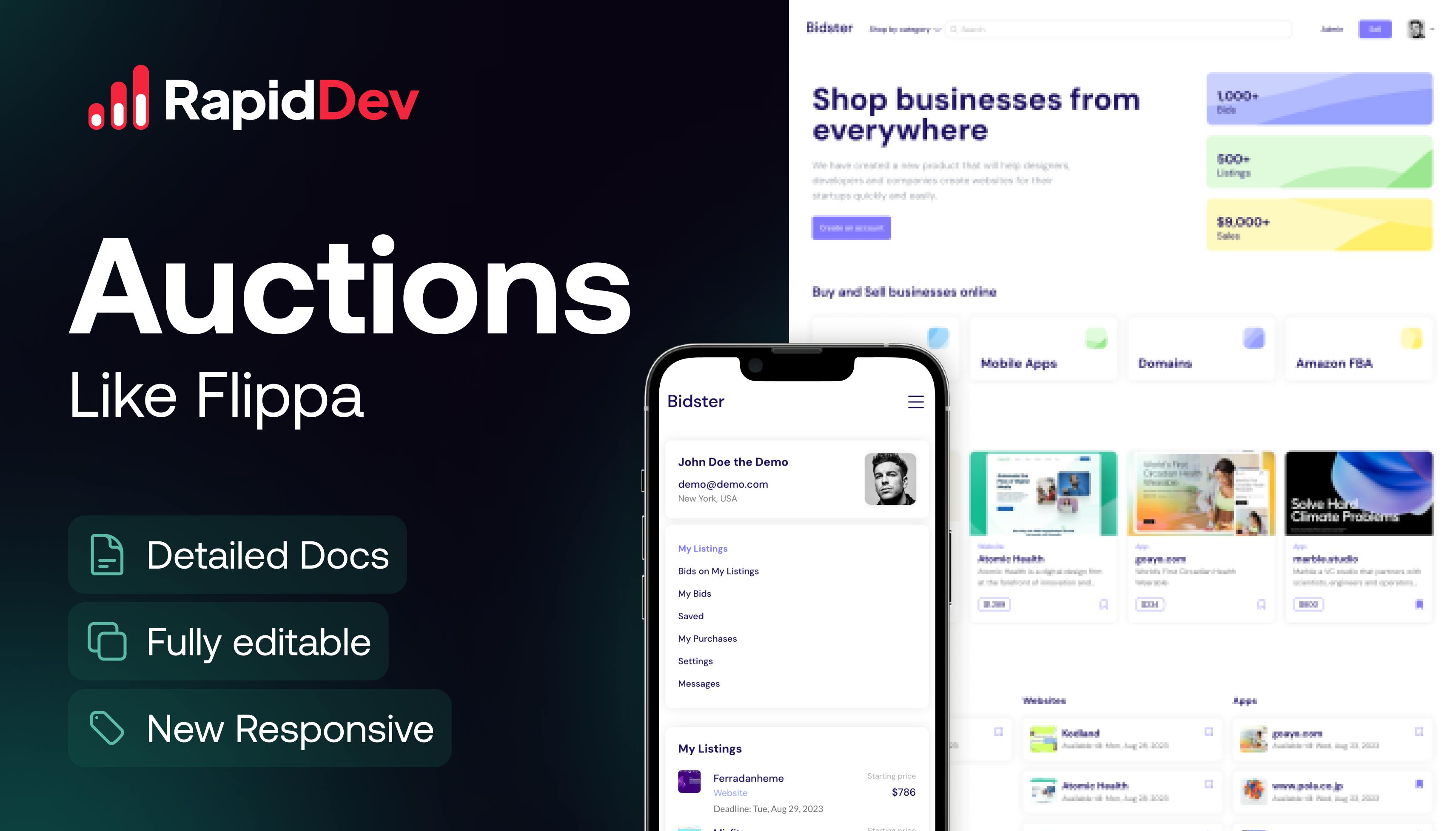 Flippa - like Auctions app Template | Bubble