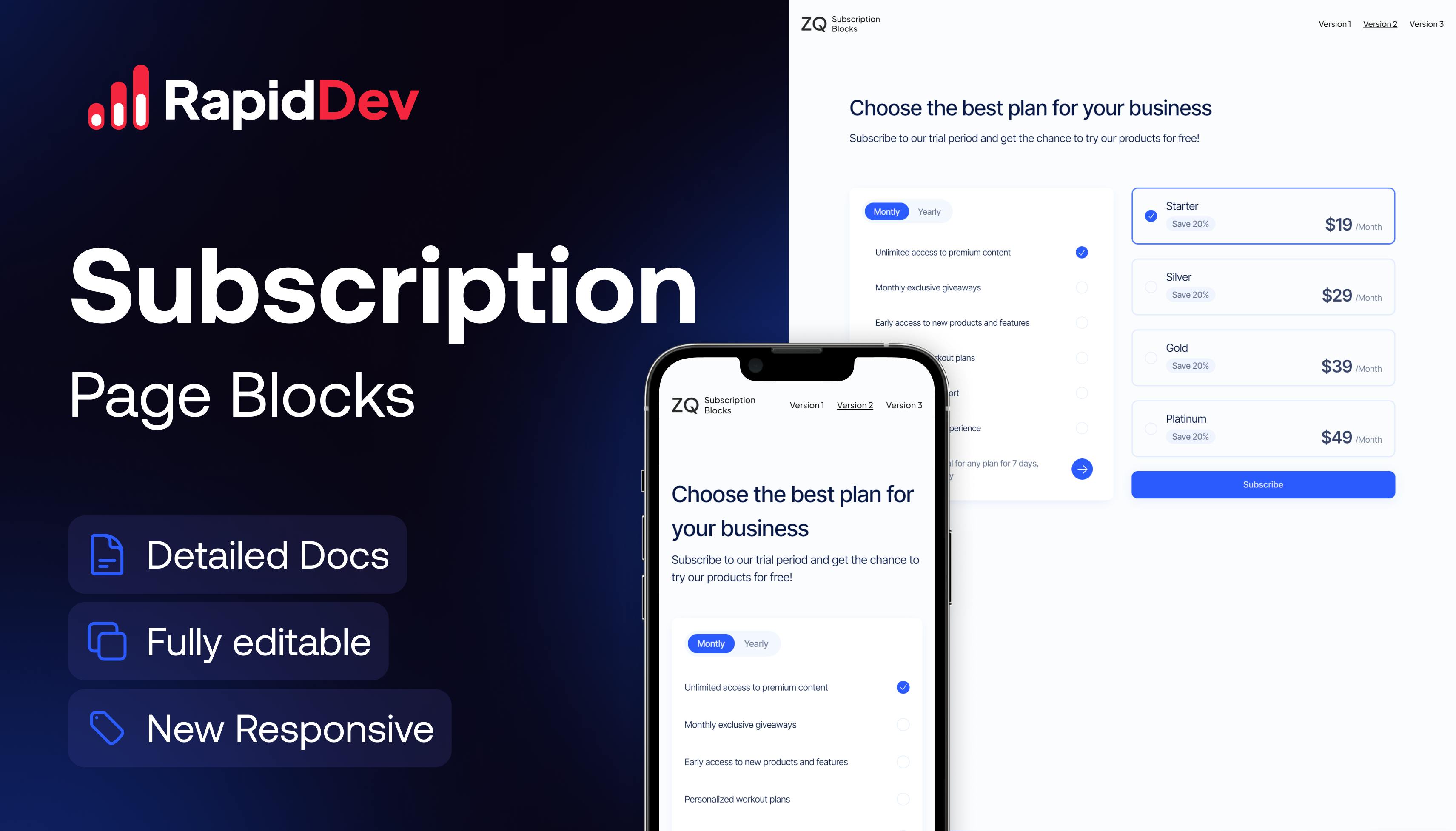 Subscription Page Block Template | Bubble
