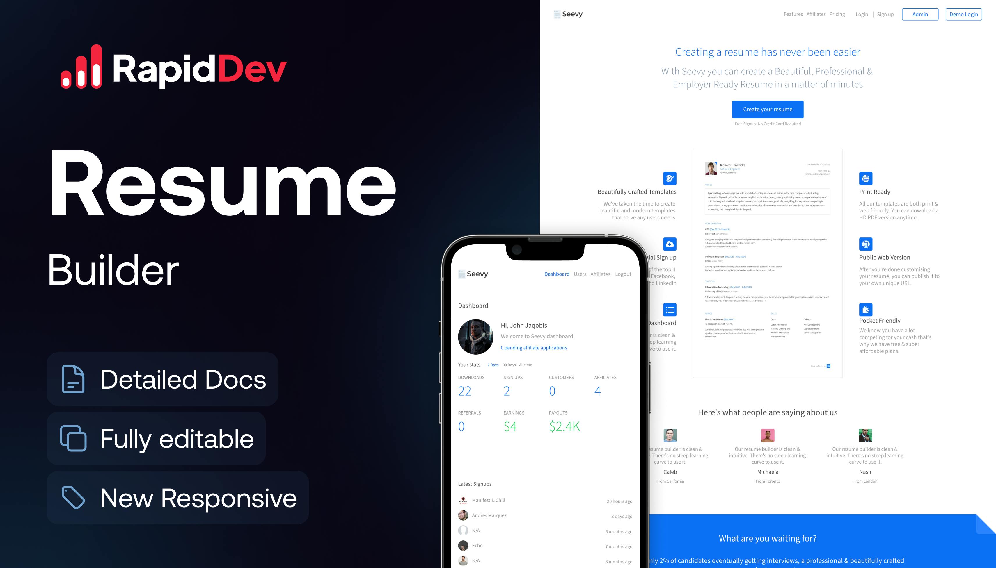 Seevy - Resume Builder Template | Bubble