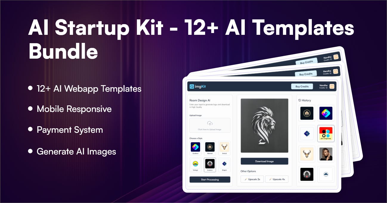 AI Startup Kit - 12+ Templates Template | Bubble