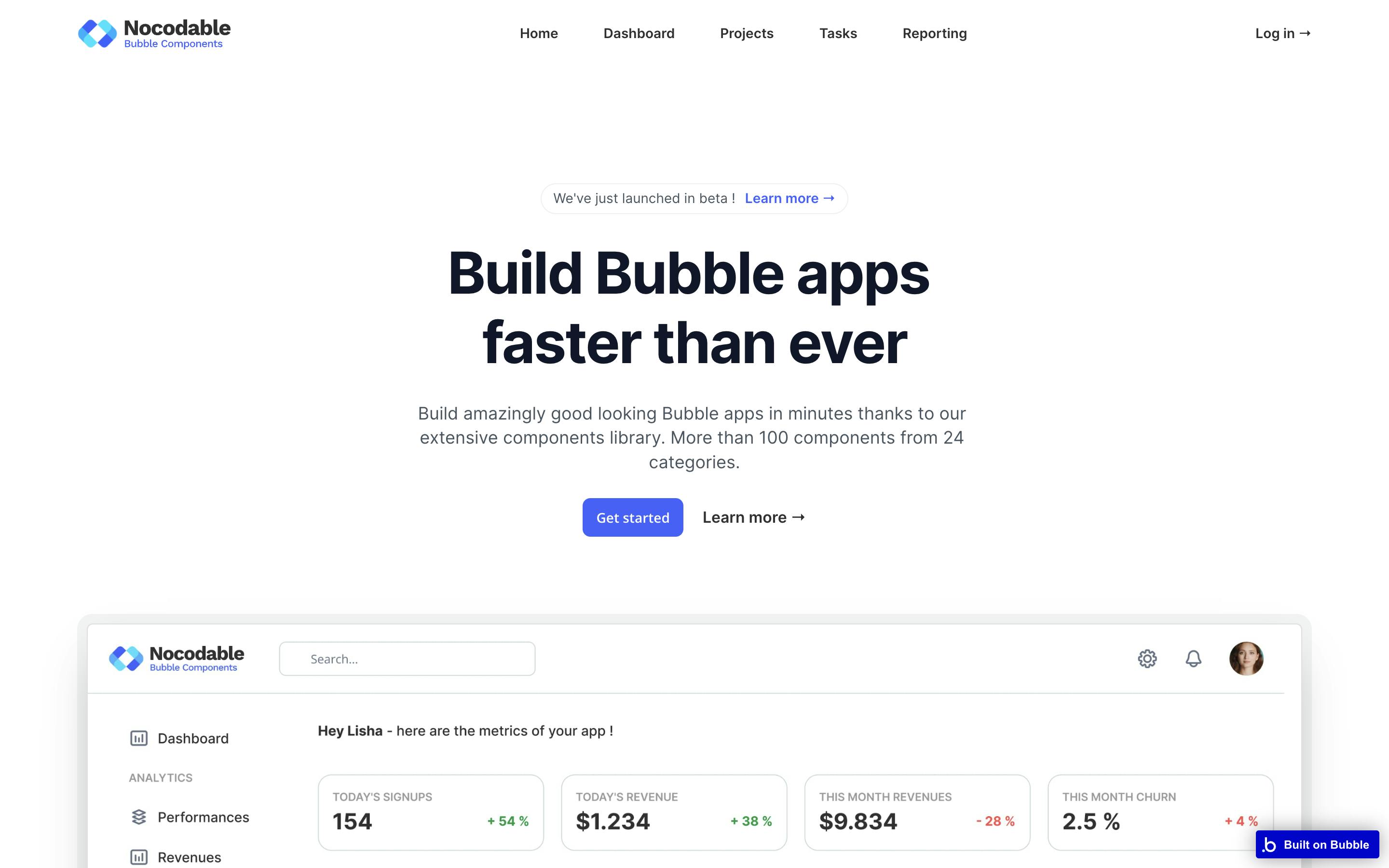 Nice & Elegant Landing Page Template | Bubble