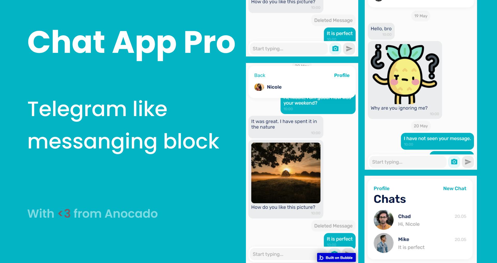 Chat app / Messaging block Template | Bubble