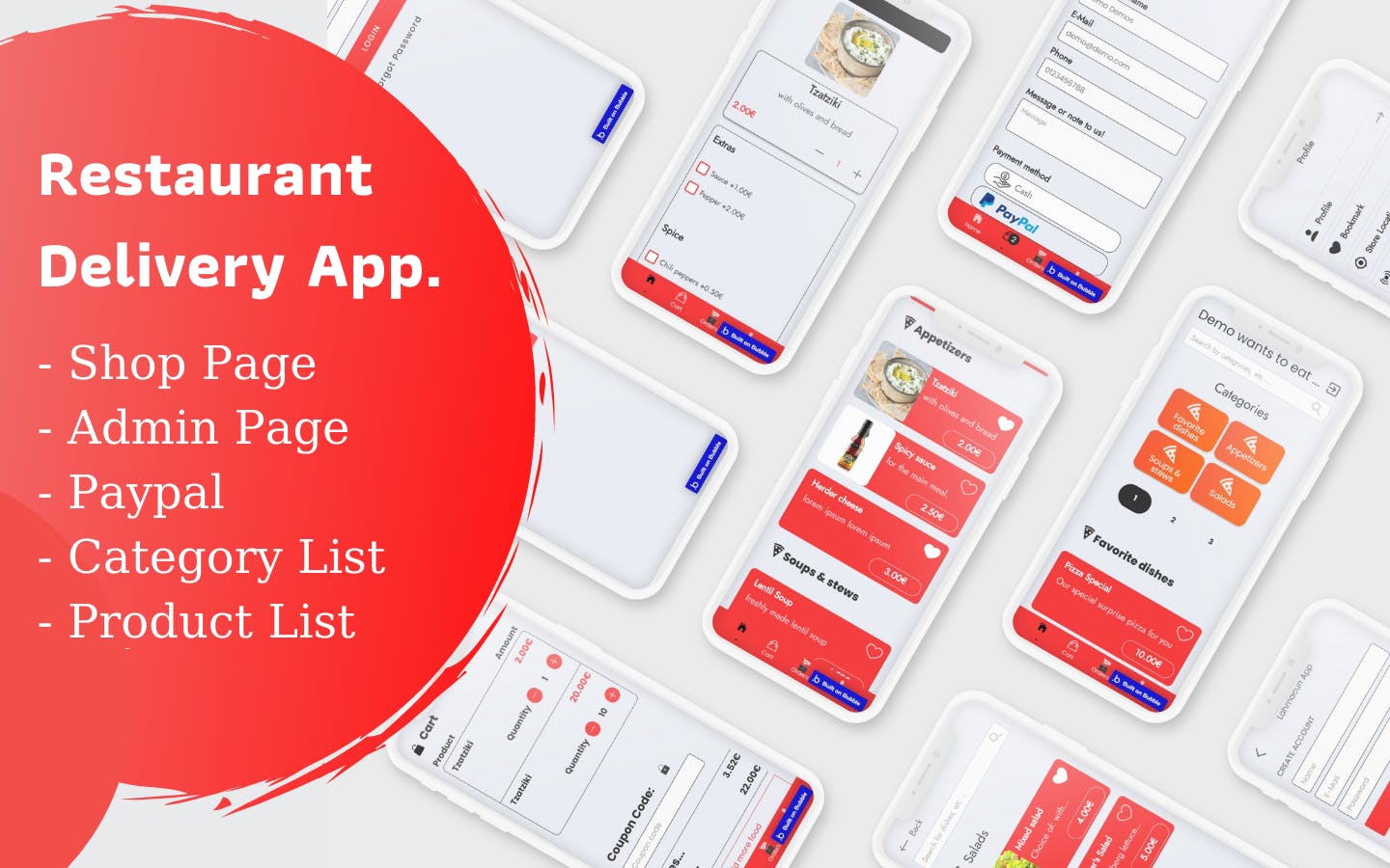 Restaurant delivery app Template | Bubble