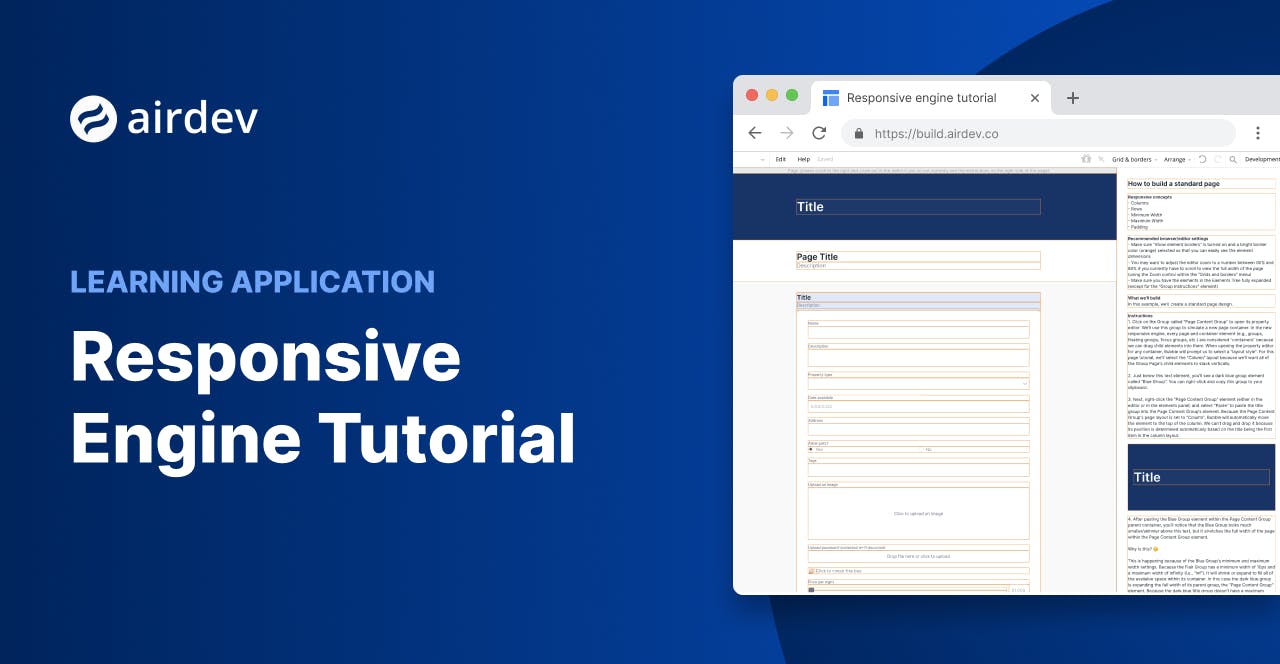 Airdev Responsive Tutorial Template | Bubble