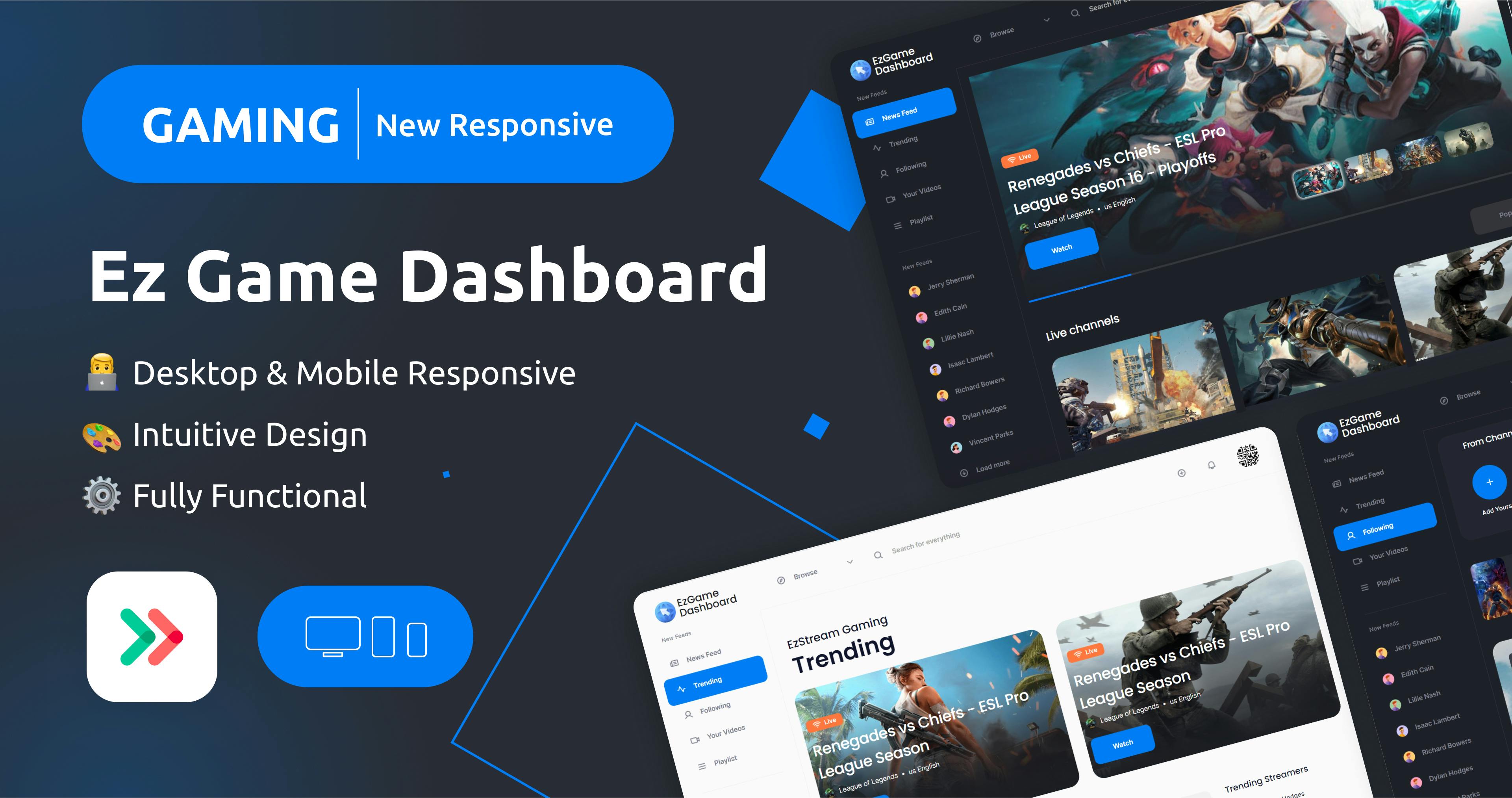 Ez Game Dashboard Template | Bubble