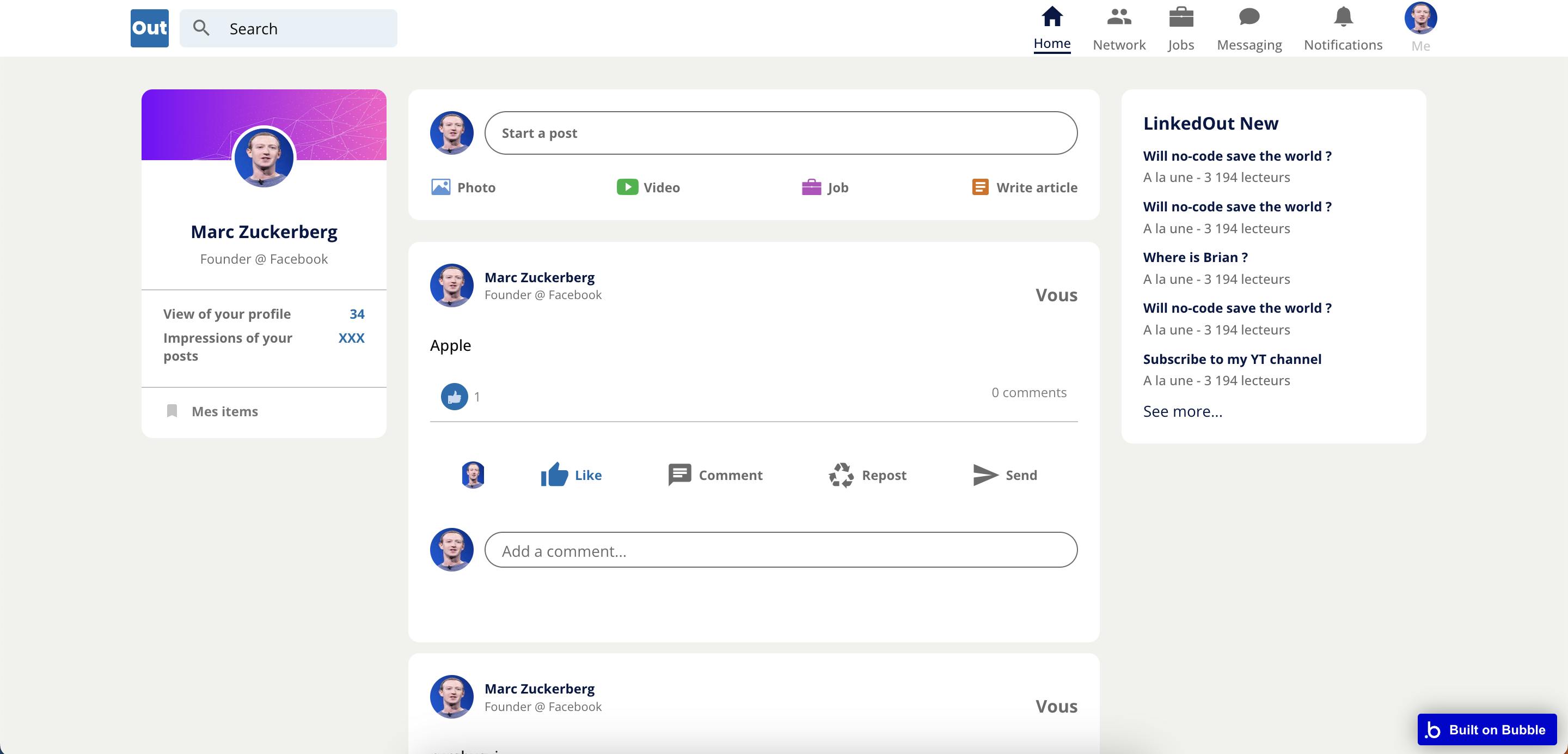 LinkedOut - Social Network Template | Bubble