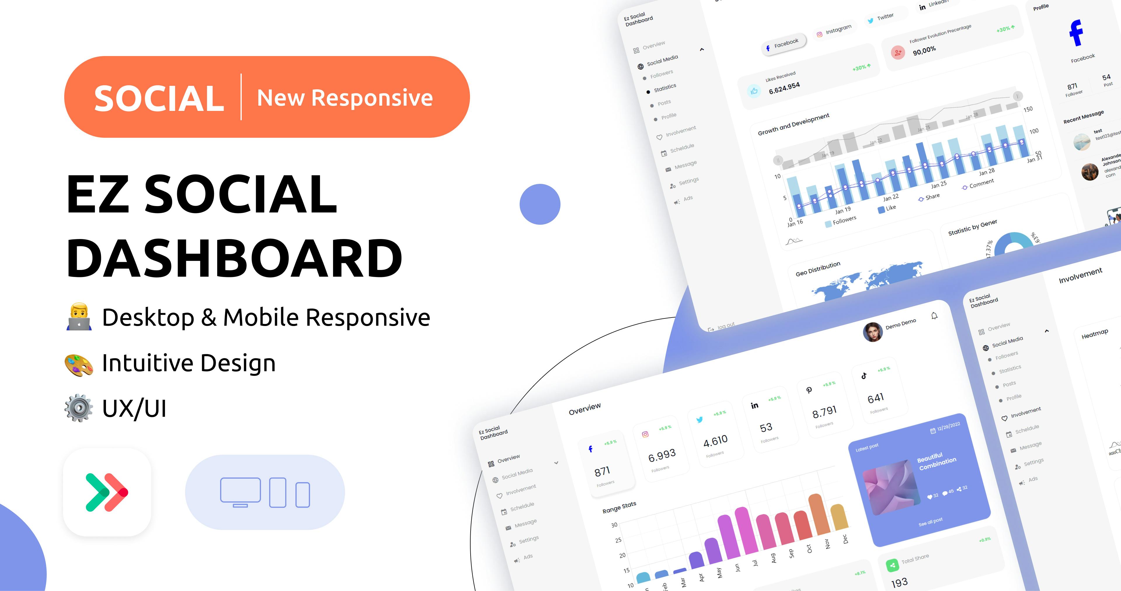 Ez Social Dashboard Template | Bubble