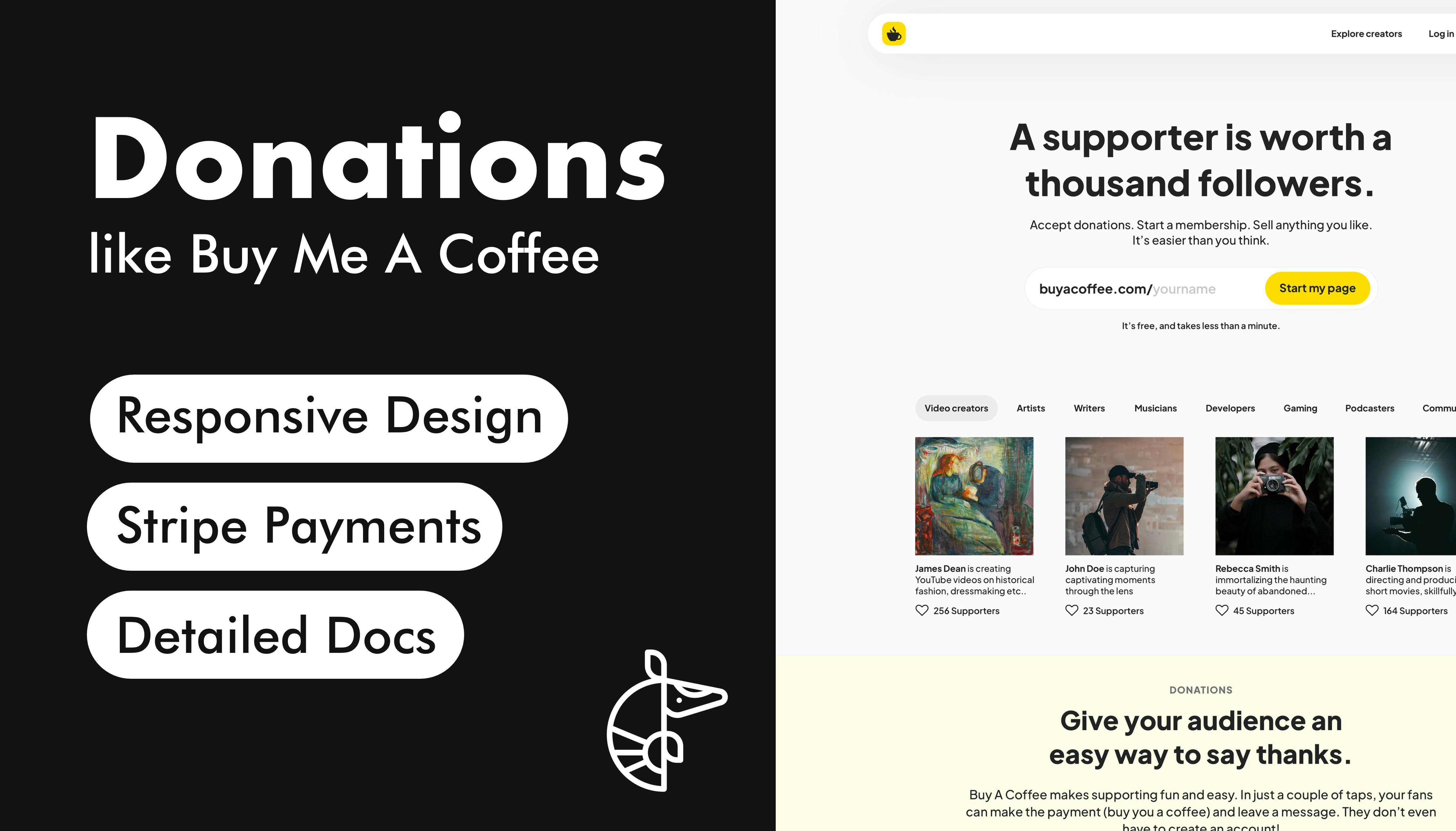 Donations - Buy A Coffee Template | Bubble