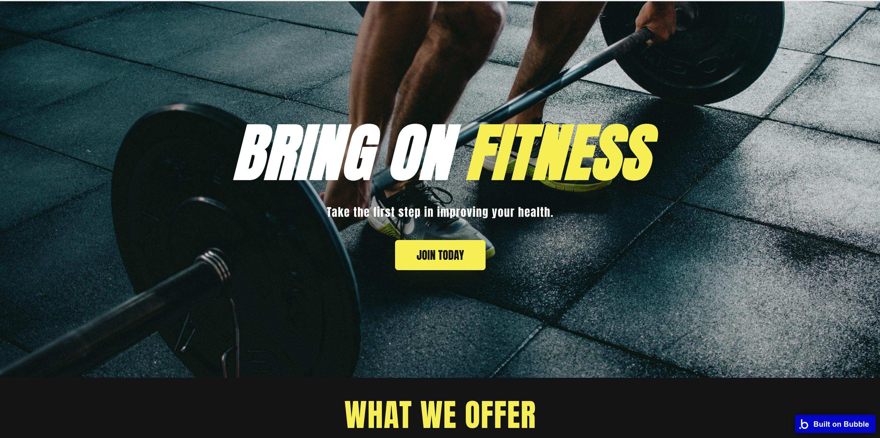 Fitness & Gym Landing Page Template | Bubble