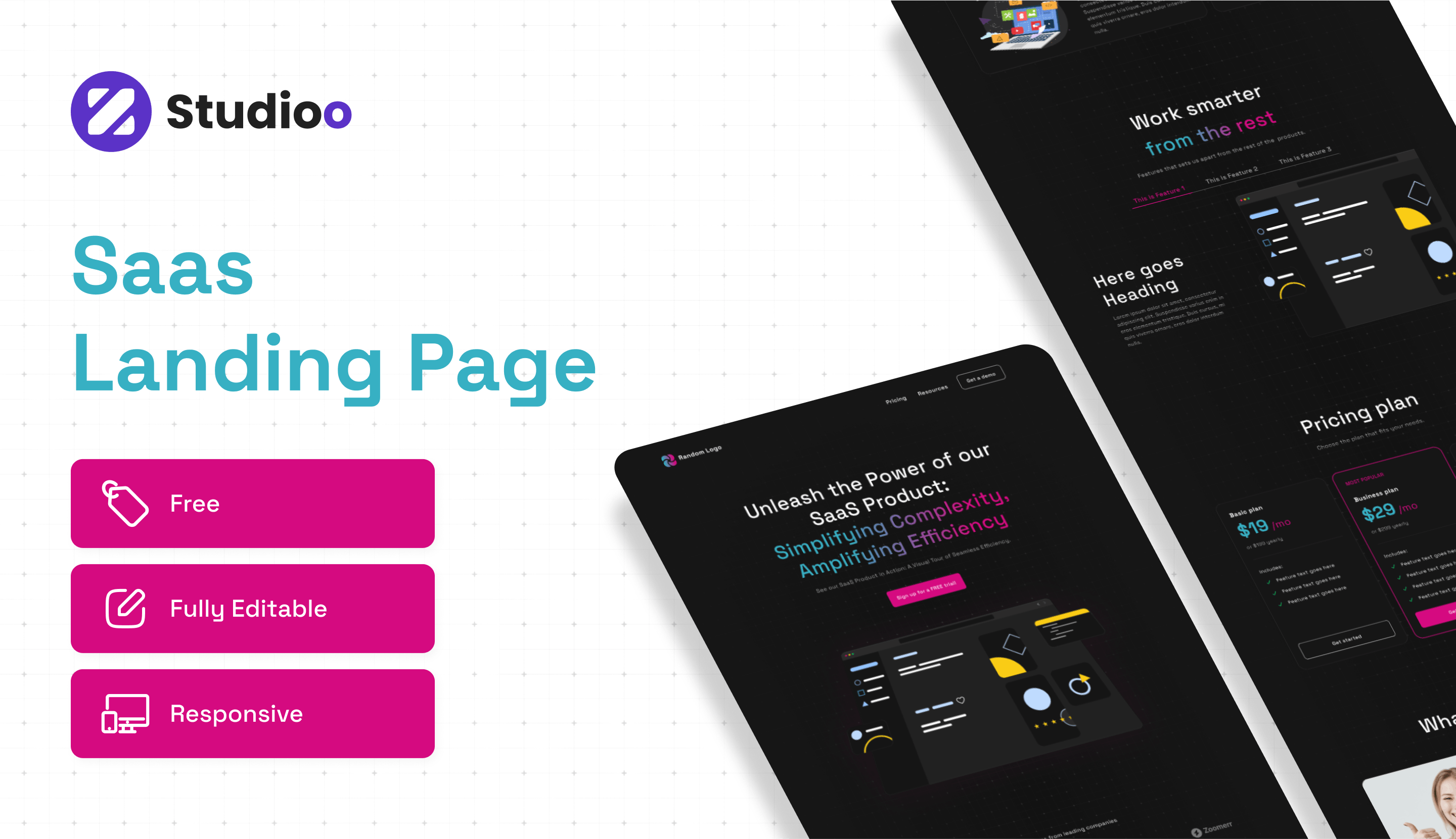 SaaS Dark Landing - Z Studioo Template | Bubble
