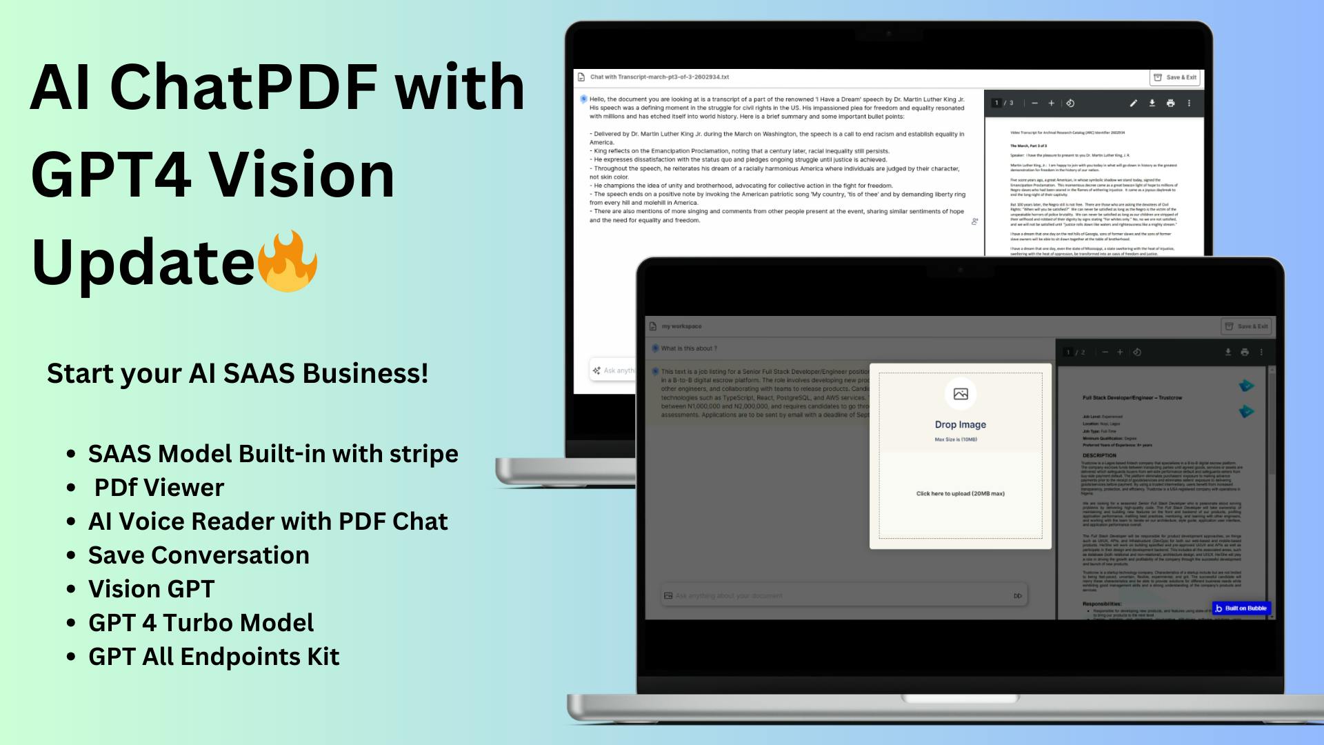 AI CHATPDF With GPT VISION Template | Bubble