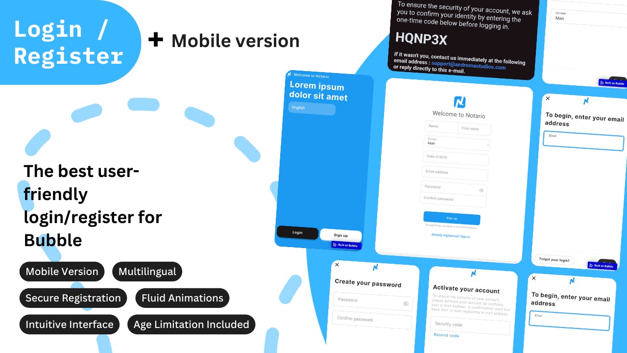 Login / Register System Template | Bubble