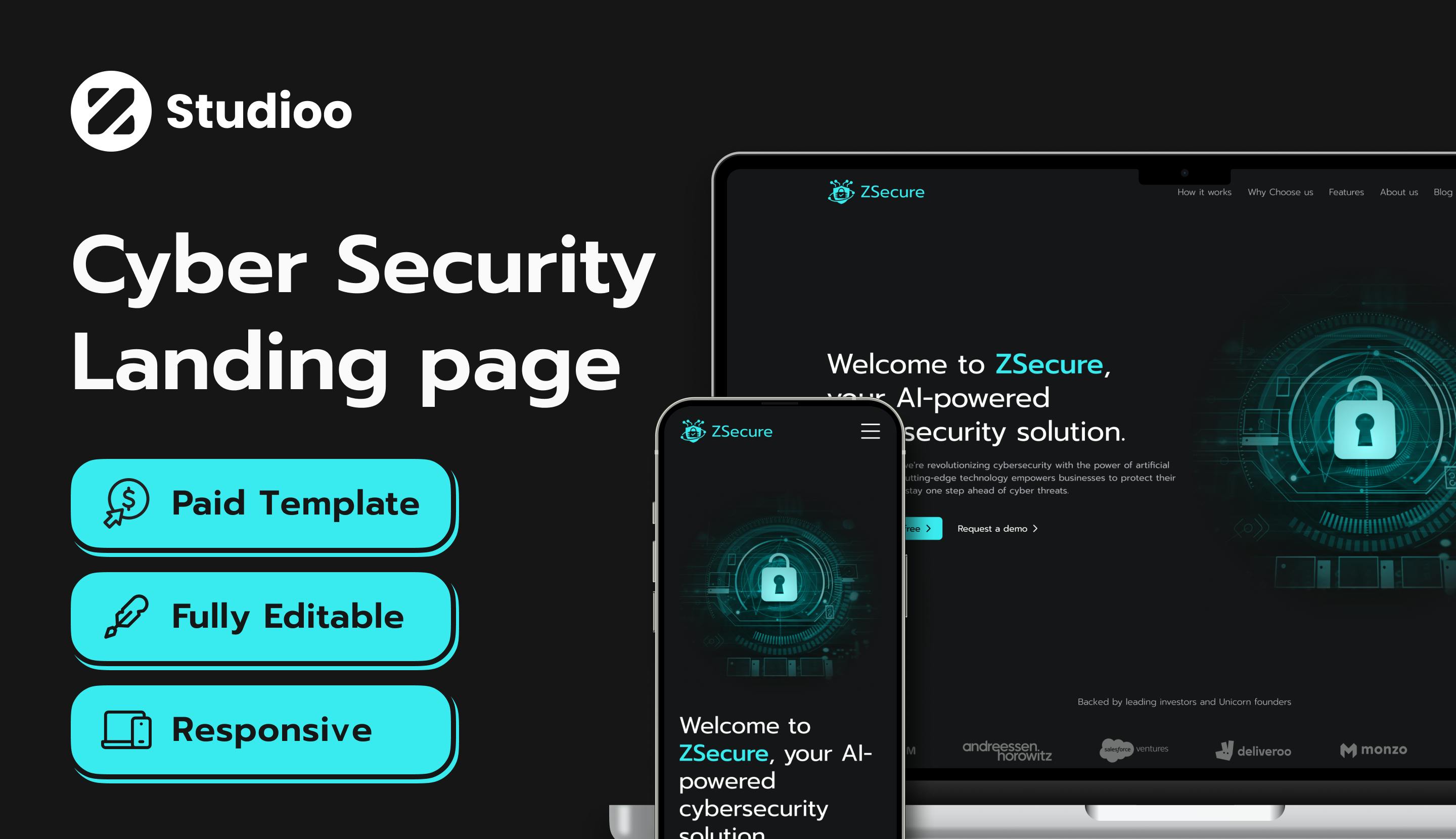 Cybersecurity Startup Landing Template | Bubble
